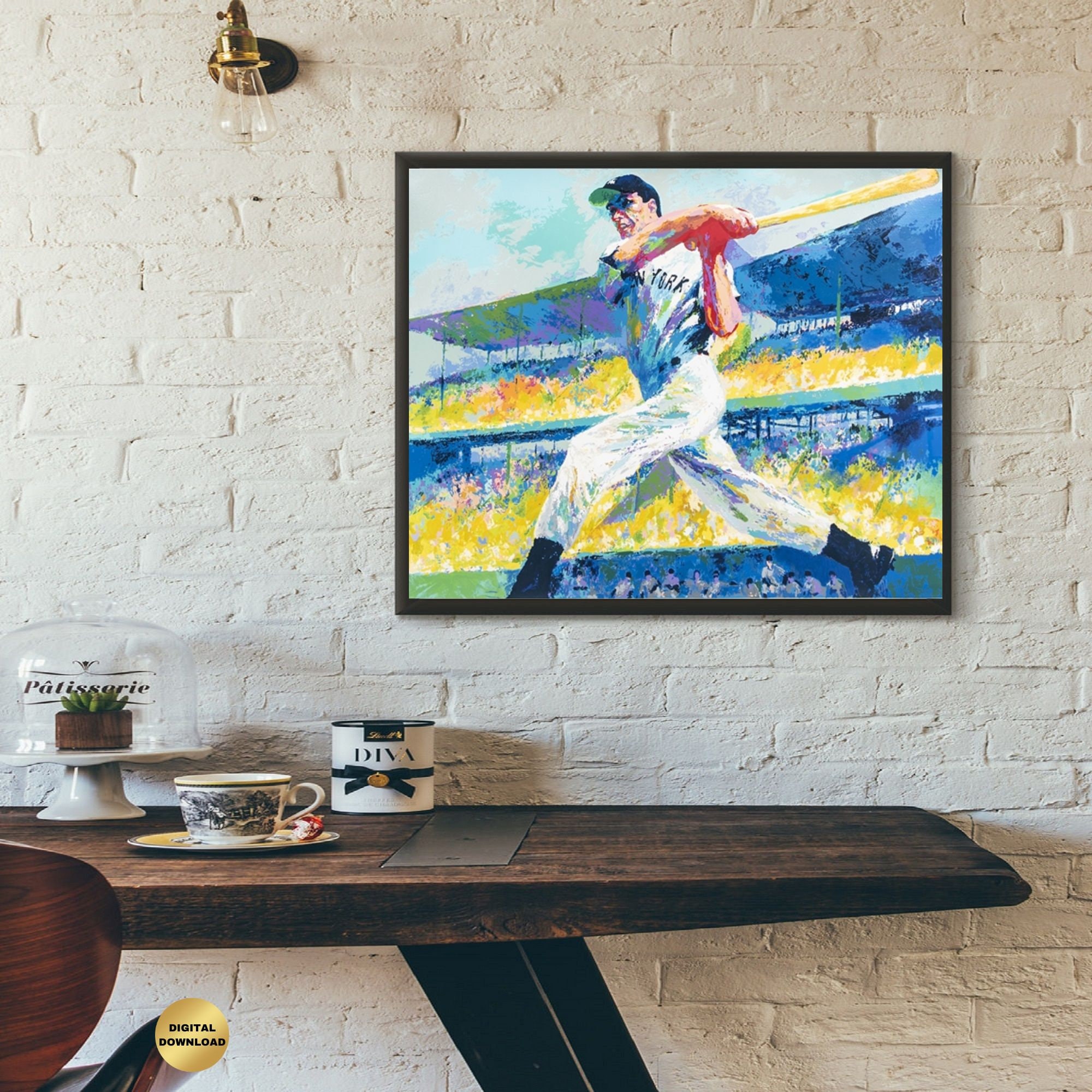 Leroy Neiman: joe Dimaggio Extremely Rare Print Painting 1998 Printable ...