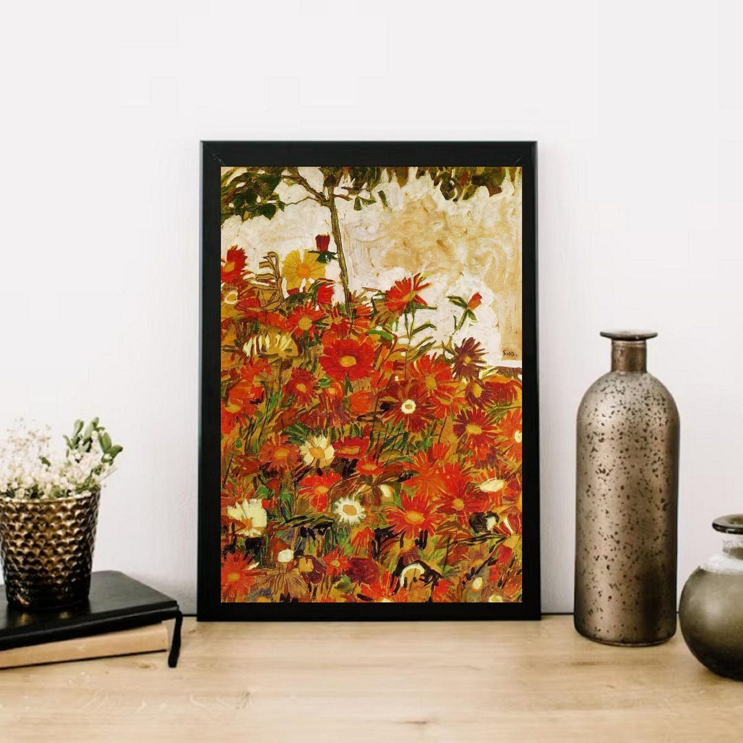 Egon Schiele: "field of Flowers" Extremely Rare Print; Painting 1910 ...