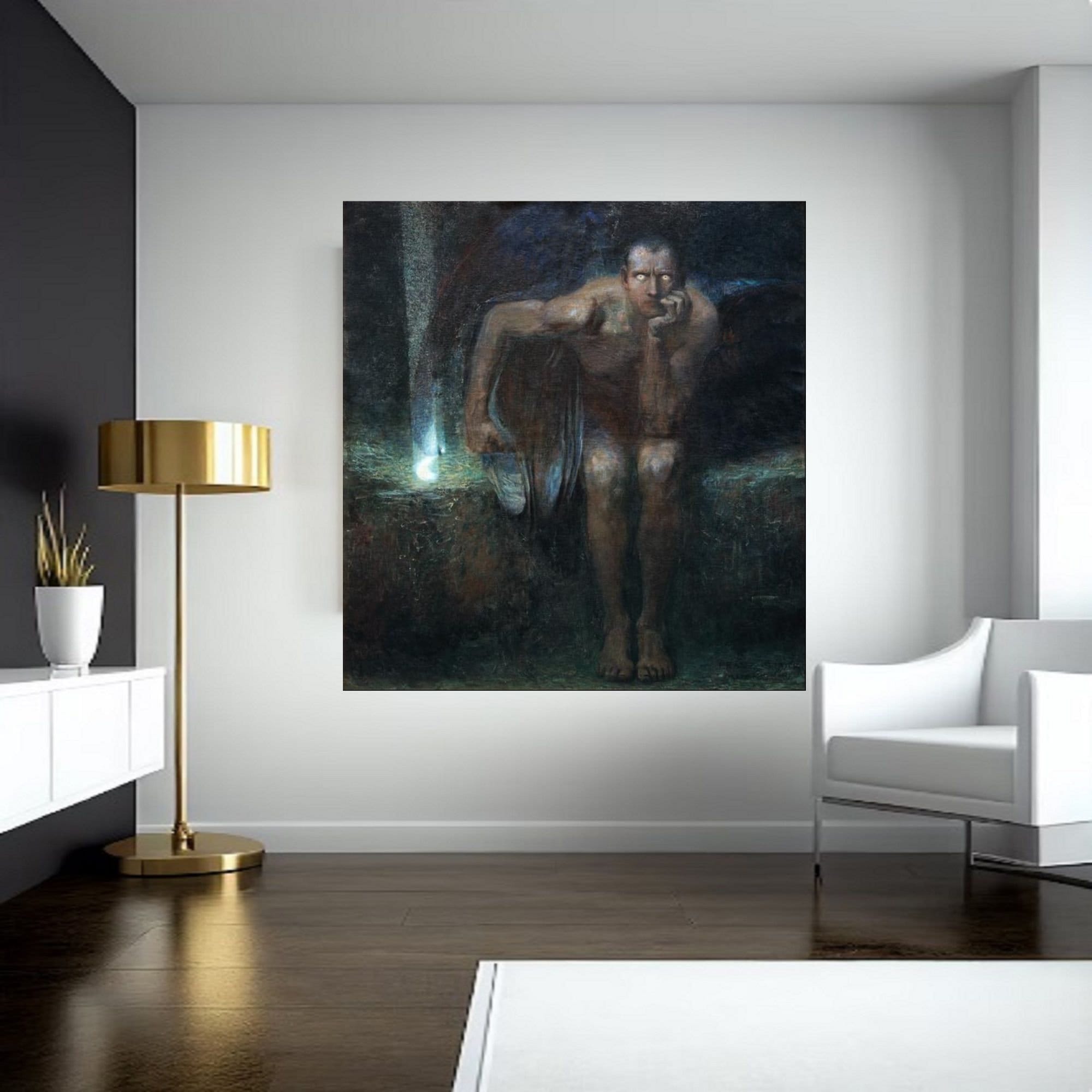 Franz Von Stuck "lucifer" Extremely Rare Print. Painting Circa 1890 ...