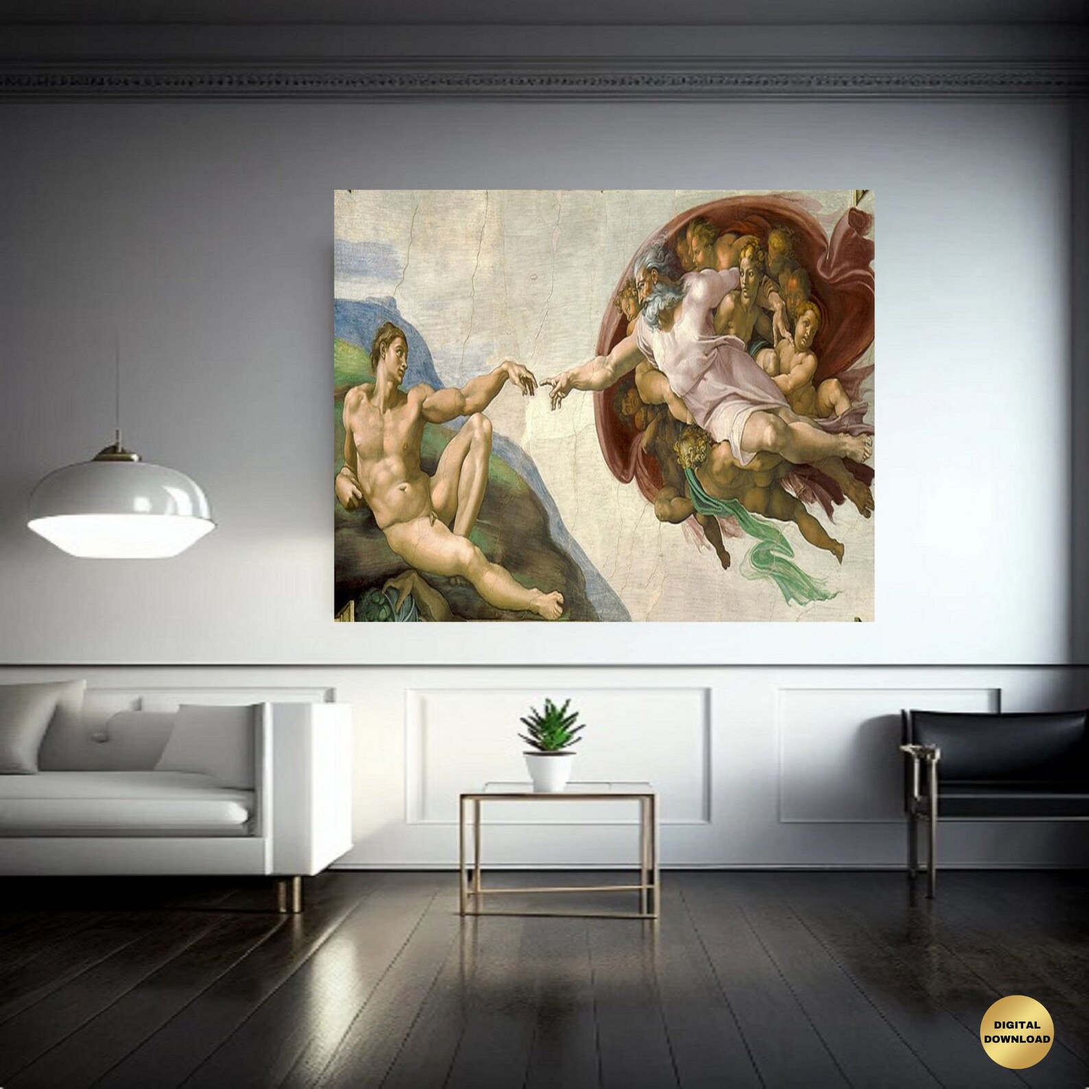 Michelangelo: the Creation of Adam Extremely Rare Print, Drawing Circa ...