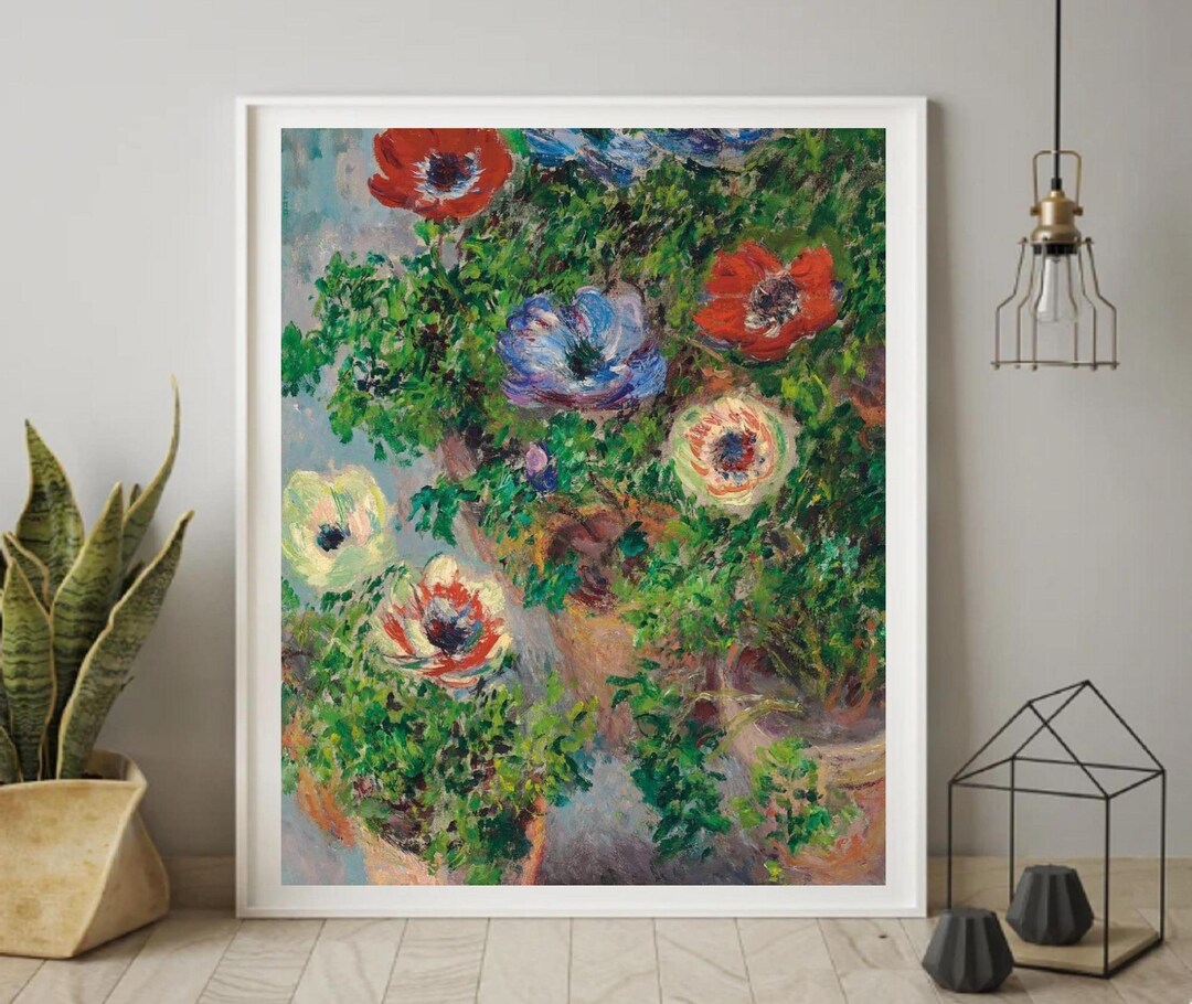 Claude Monet anemones in Pot Extremely Rare Print Painting 1885 ...