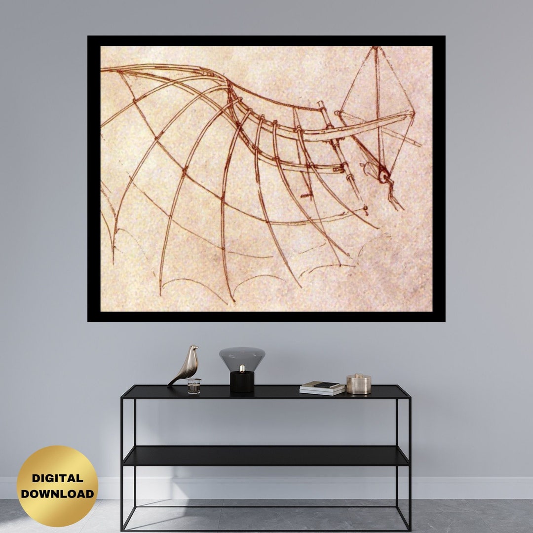Leonardo Da Vinci "wing Construction With Engineering Design" Extremely ...