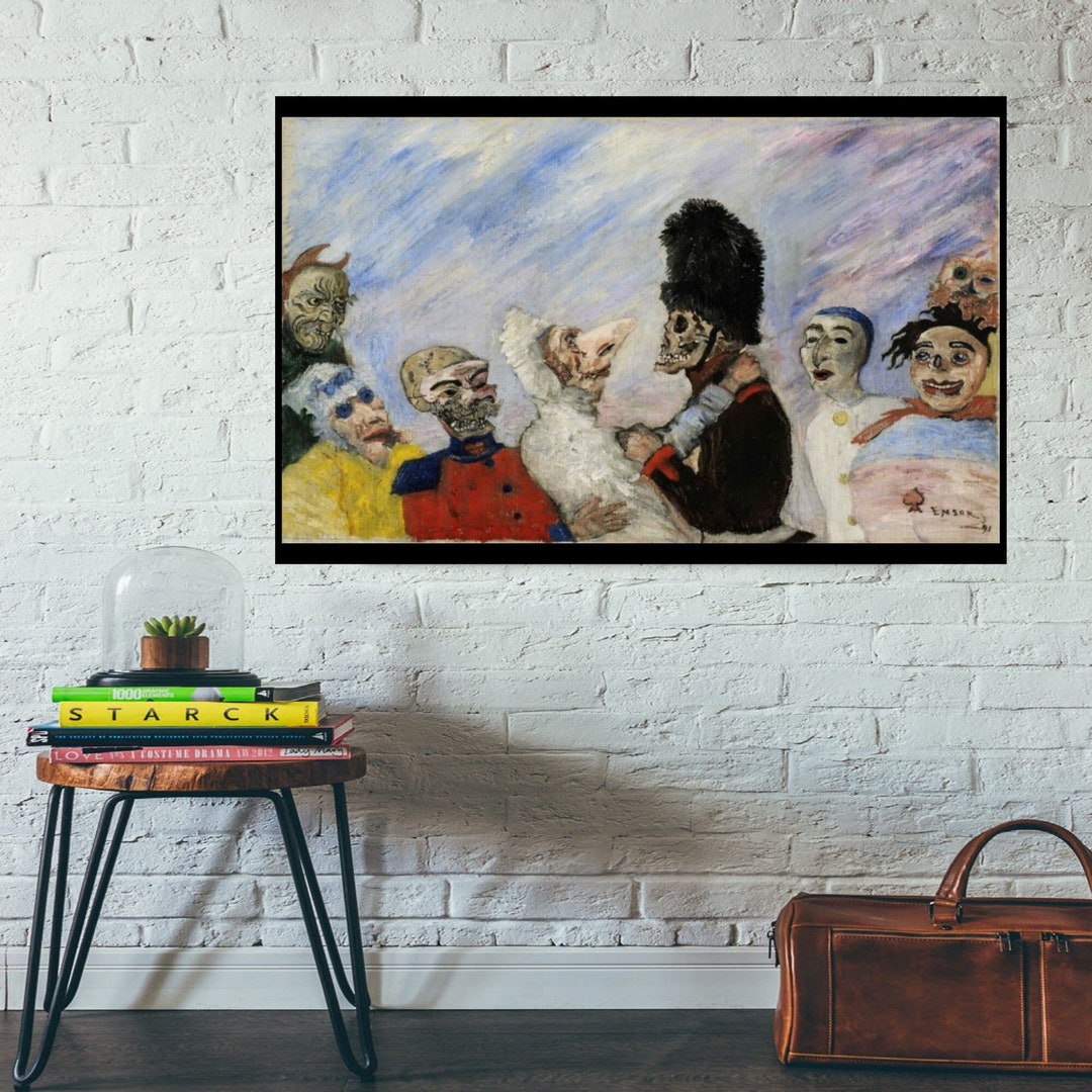 James Ensor: "skeleton Arresting Masks" Extremely Rare Print; Painting 1891; Printable Art ...
