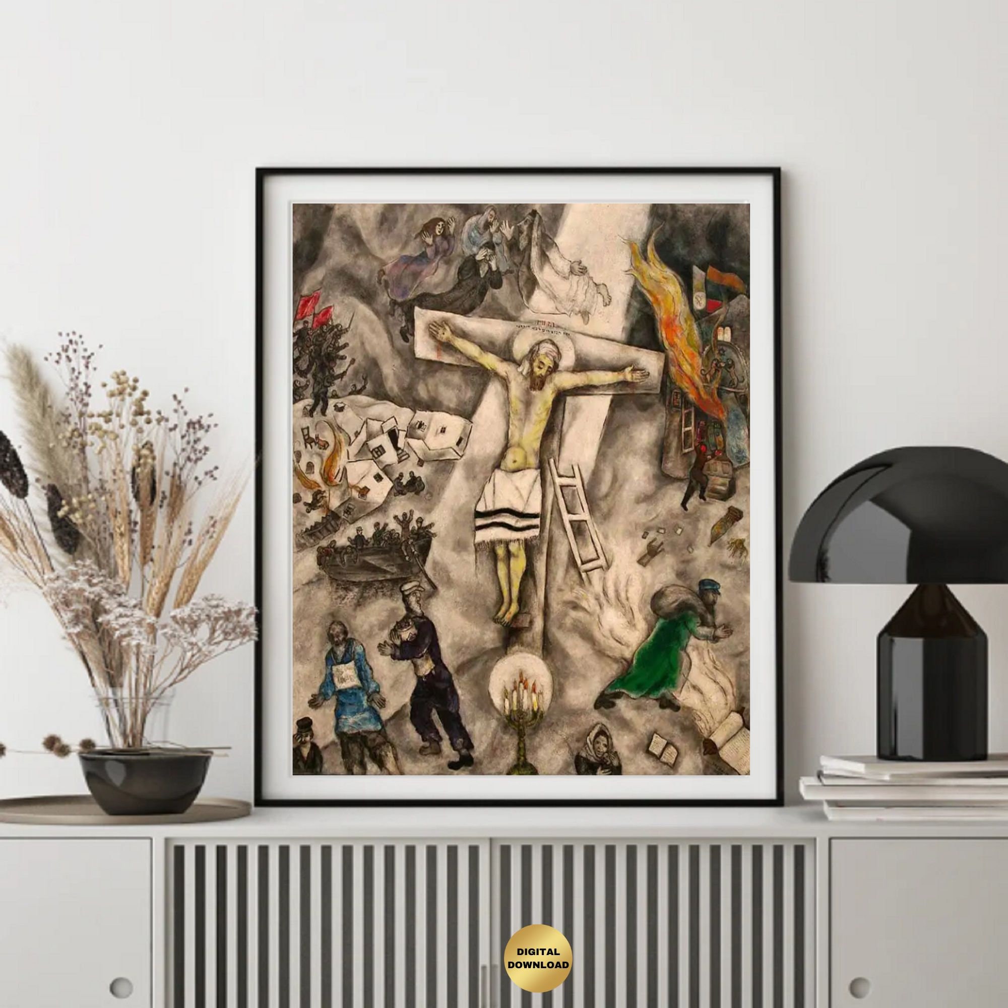 Marc Chagall: white Crucifixion Very Rare Print Painting 1938 Printable ...