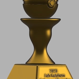 Gold Silk Pokemon Trophy - 3D Printed - Poke Ball Trophy ...