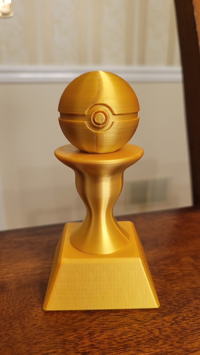 Gold Silk Pokemon Trophy - 3D Printed - Poke Ball Trophy ...