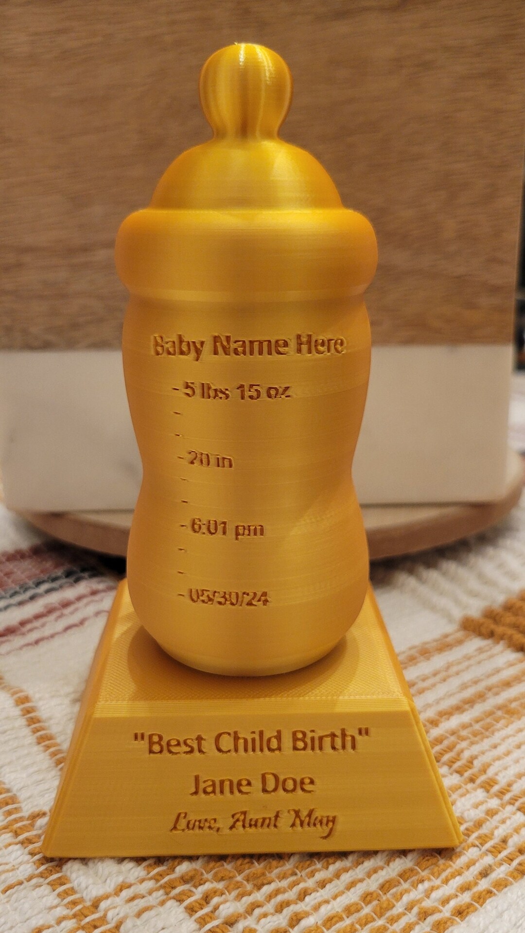 Baby Bottle Trophy - 3D Printed - Custom Color Options - Baby Shower ...