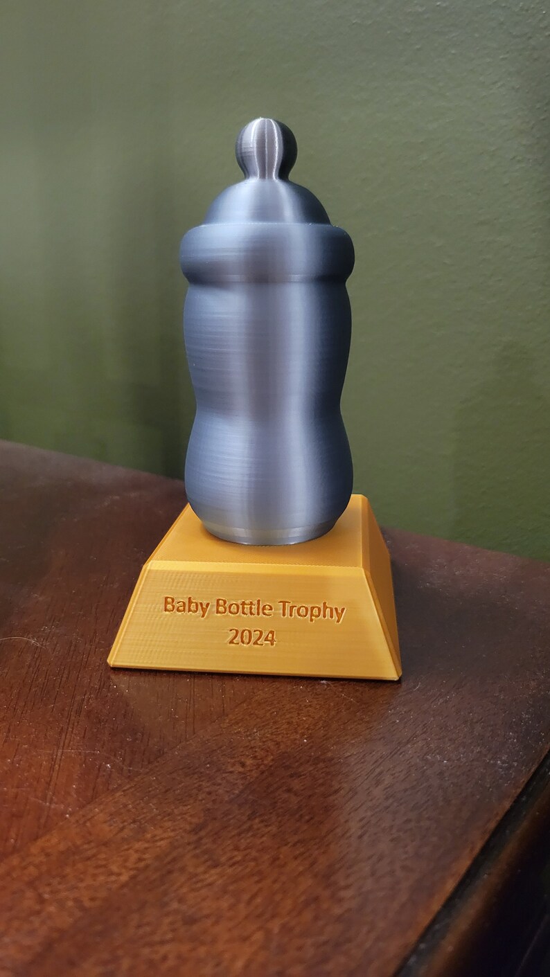Baby Bottle Trophy - 3D Printed - Custom Color Options - Baby Shower ...