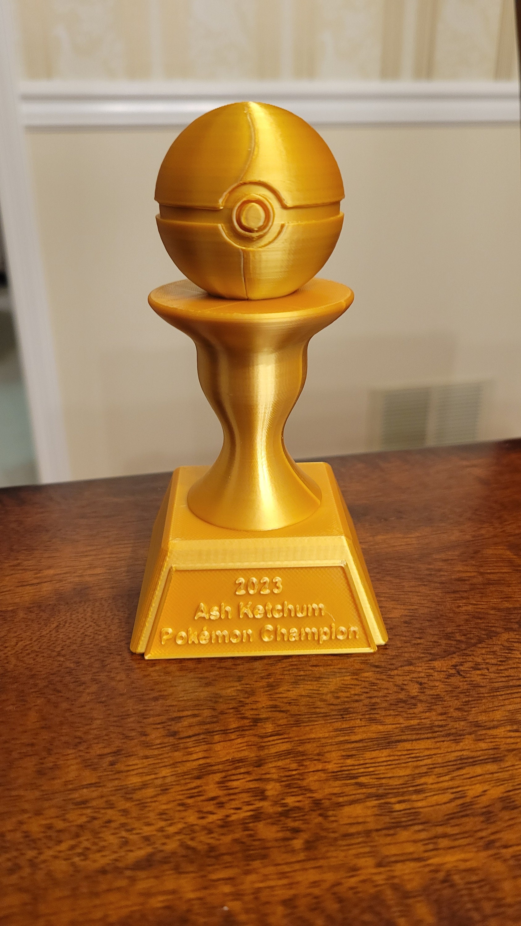 Gold Silk Pokemon Trophy 3D Printed Poke Ball Trophy CUSTOMIZATION ...
