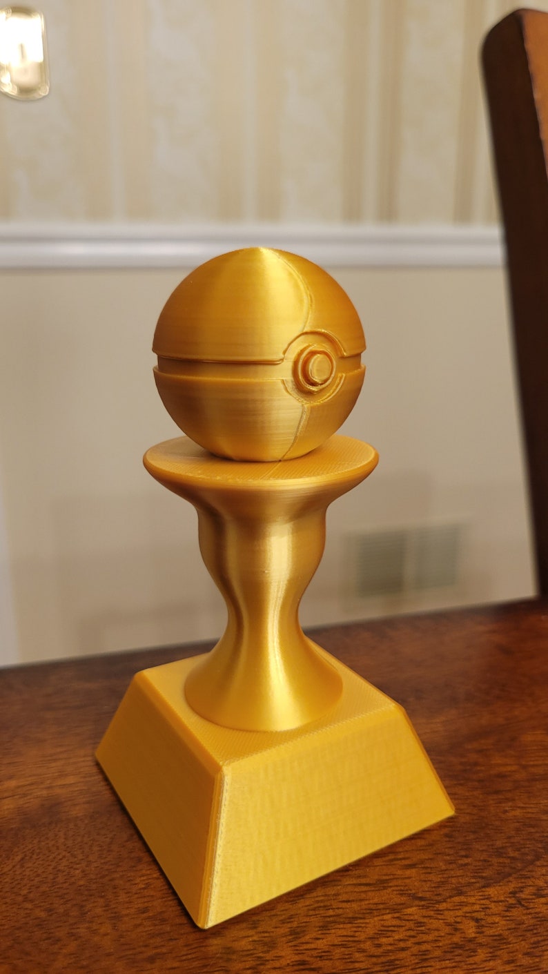 Gold Silk Pokemon Trophy 3D Printed Poke Ball Trophy CUSTOMIZATION ...