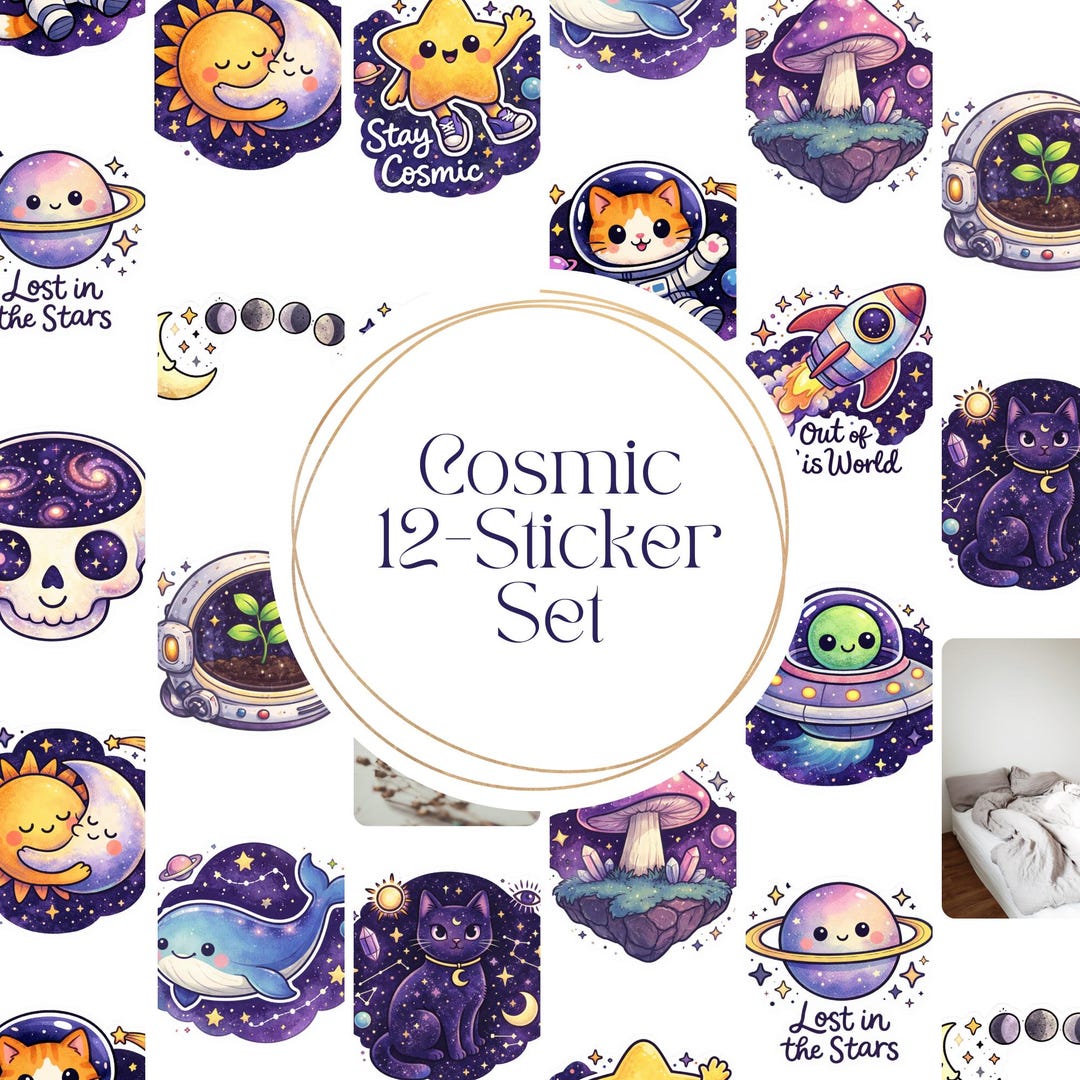 Cosmic Vinyl 12-sticker Set, Space Decals, Astro Designs, Galaxy ...