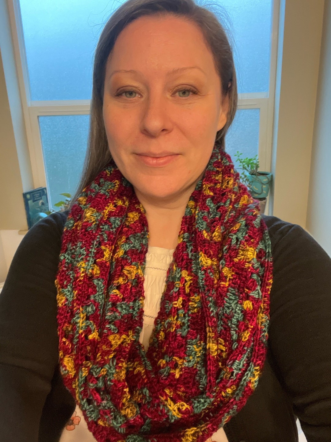 Handmade Crochet Merino Wool Infinity Scarf: Intricate Design - Etsy