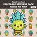 Kawaii Succulent Printable Stickers PNG, Succulent Sticker, Printable ...