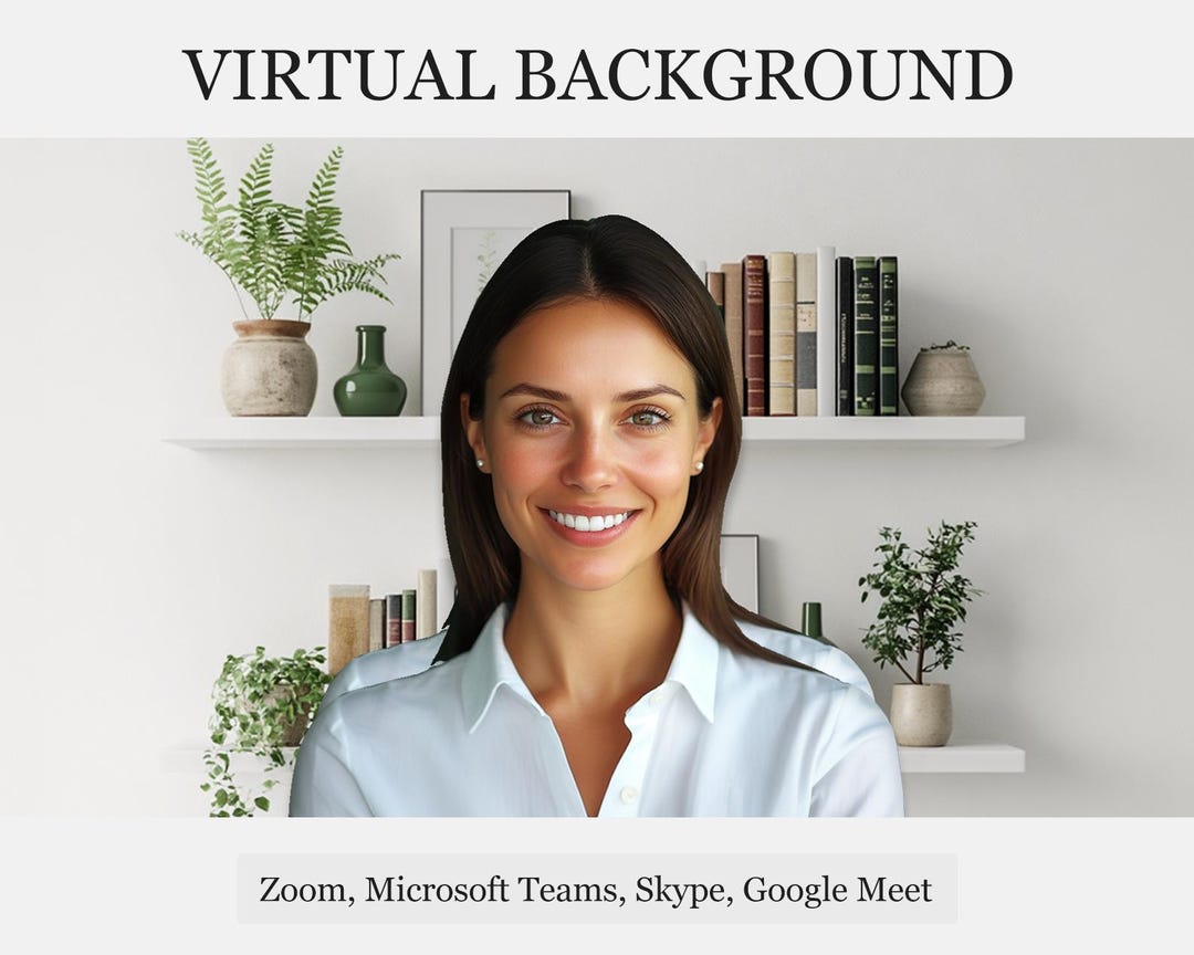 Clean Zoom Background in Green & White Arrangement, Beautiful Plants ...