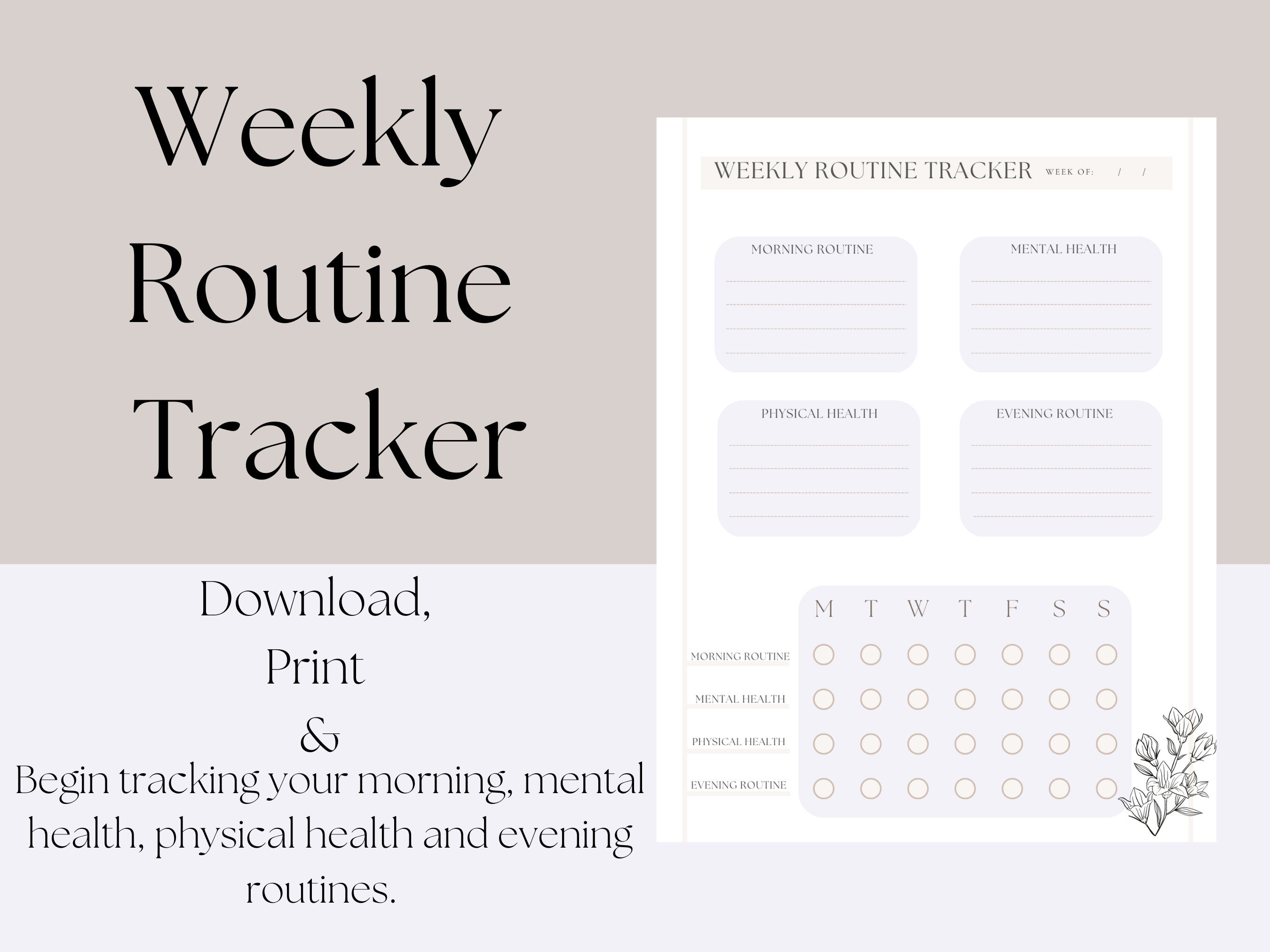 Weekly Routine Tracker. Printable in A5, A4 and Letter Size. Habit ...