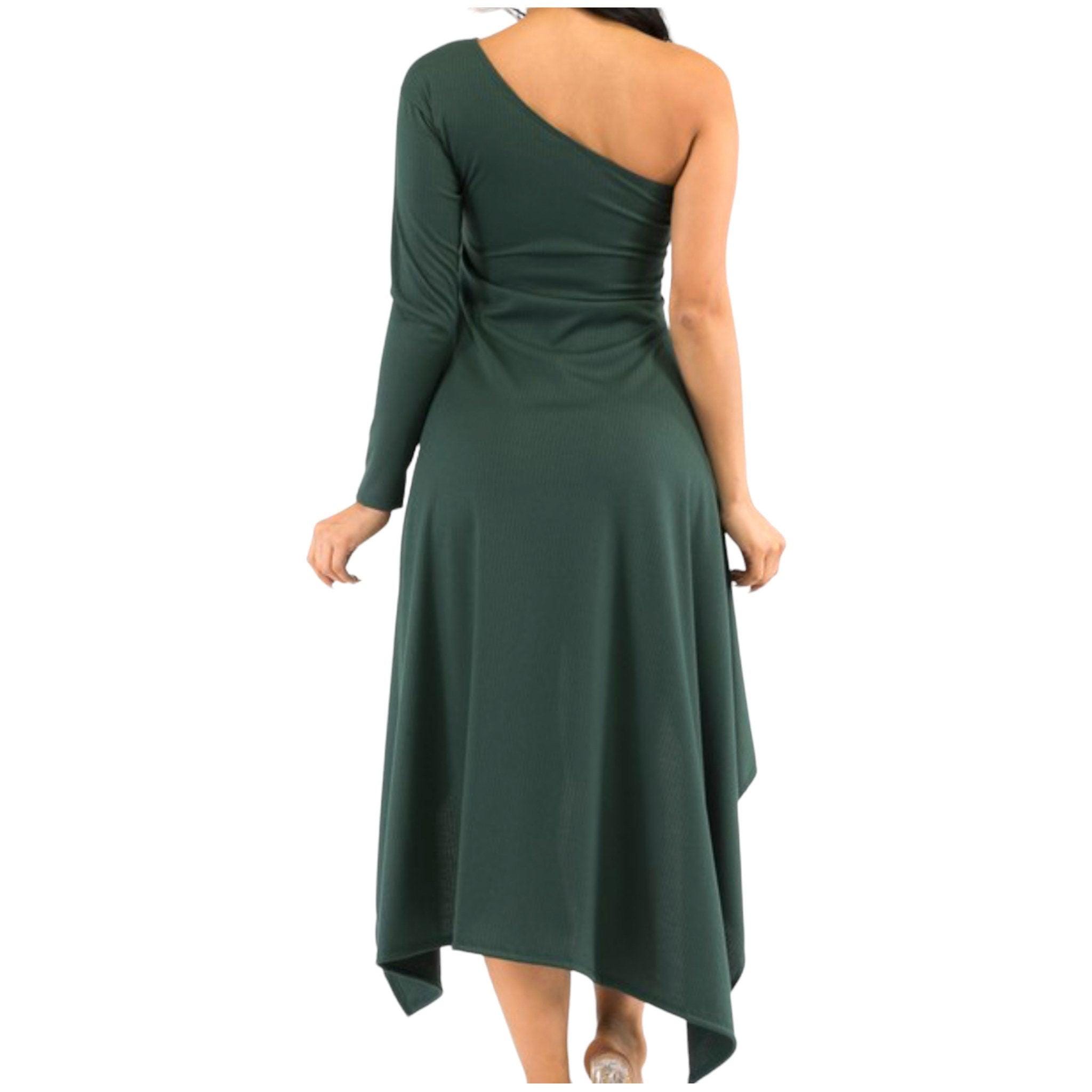 Plus Size Womens Emerald Green One Shoulder Dress - Etsy