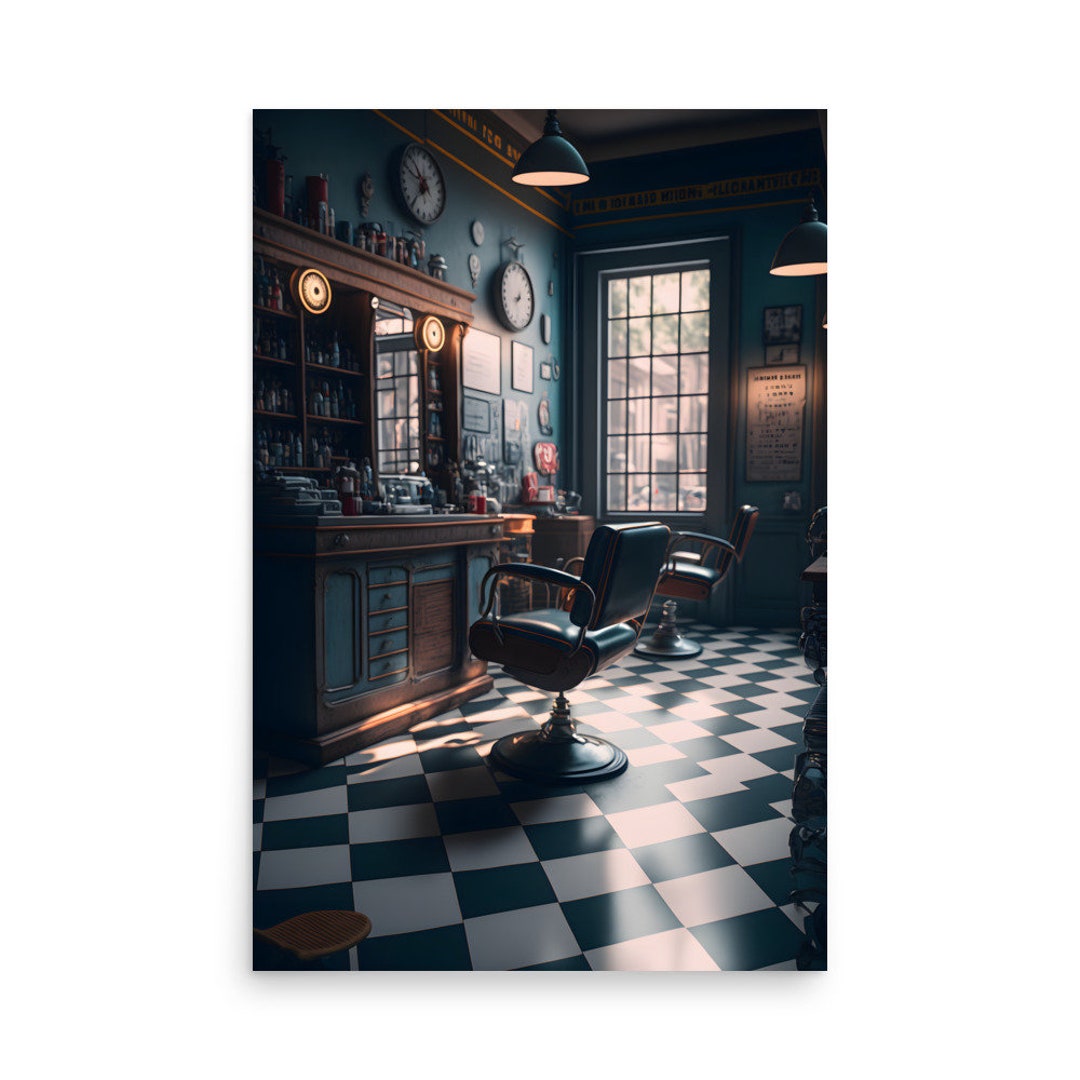 Barber Shop Décor | Black Salon Print | Barber Shop Portrait Art ...