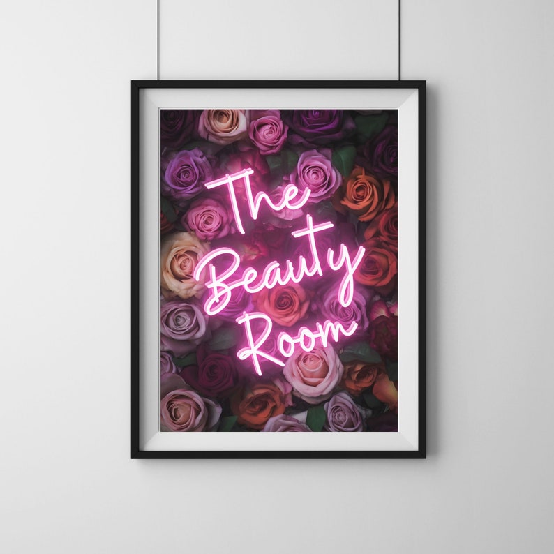 Neon Sign the Beauty Room Poster | Modern Neon Sign Salon Decor | Hair ...