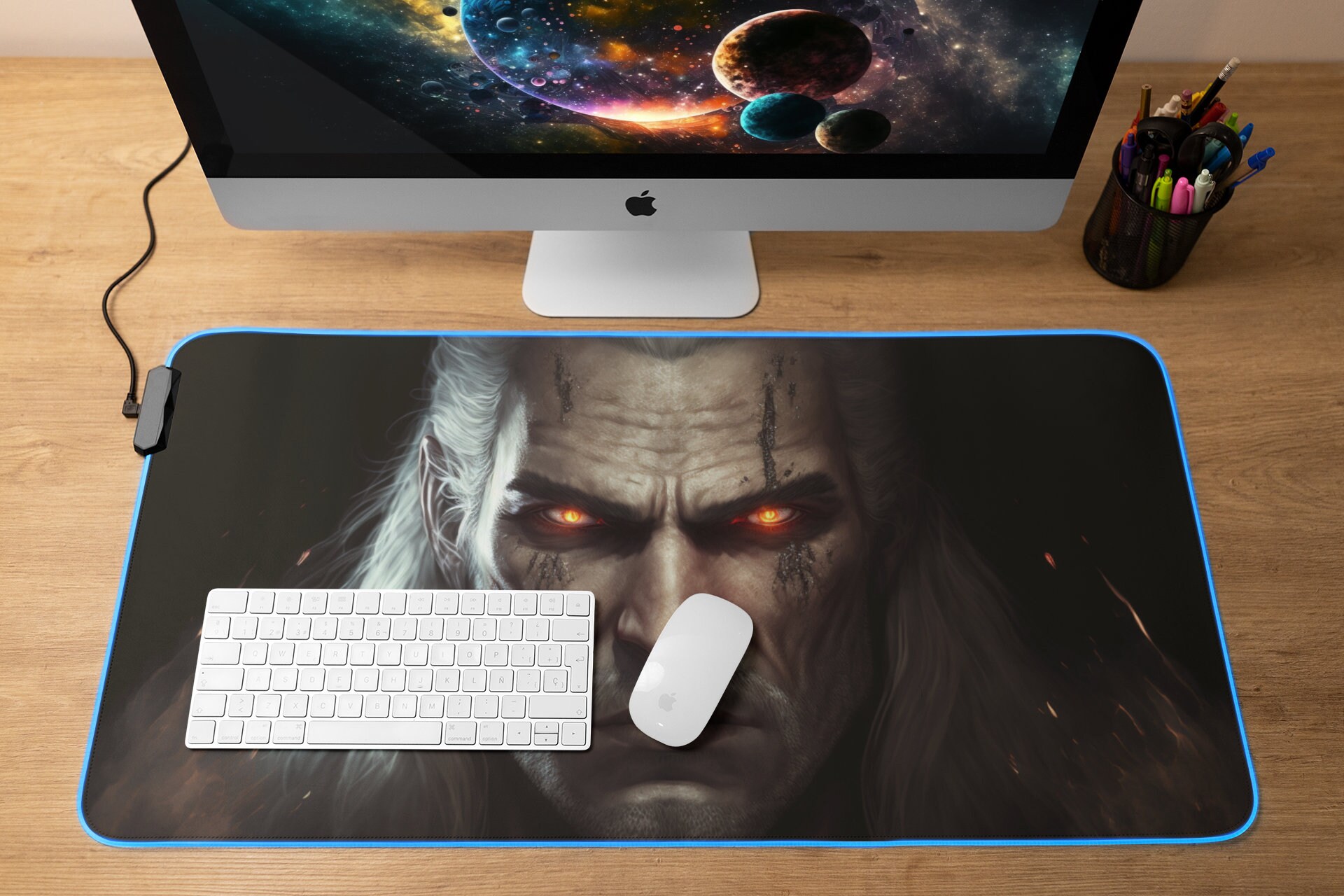 Witcher, Geralt of Rivia LED Mouse Pad 35.4x15.7 - XXL Extended | Non ...