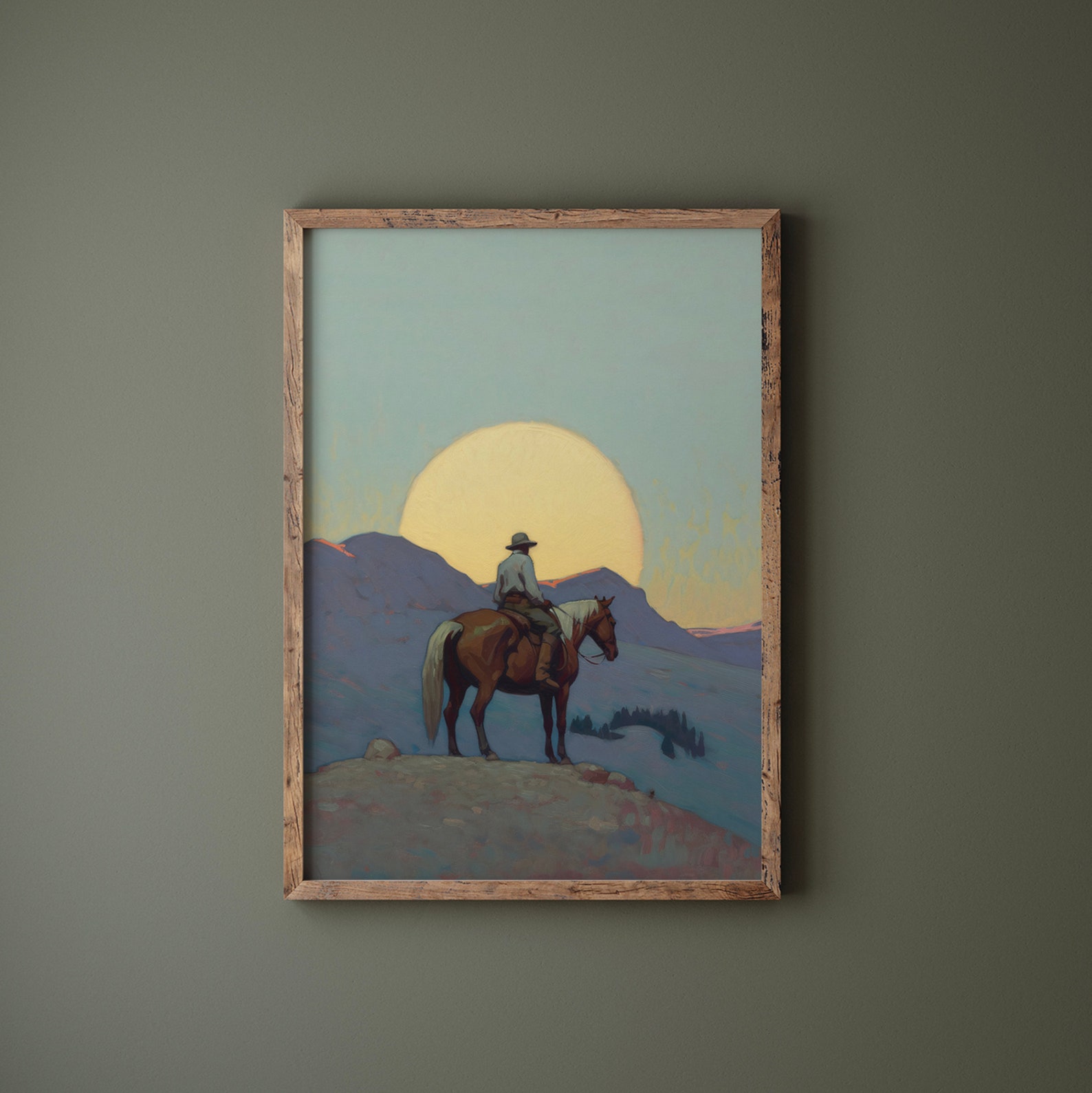 Vintage Cowboy Painting Cowboy Art Classic Western Landscape - Etsy