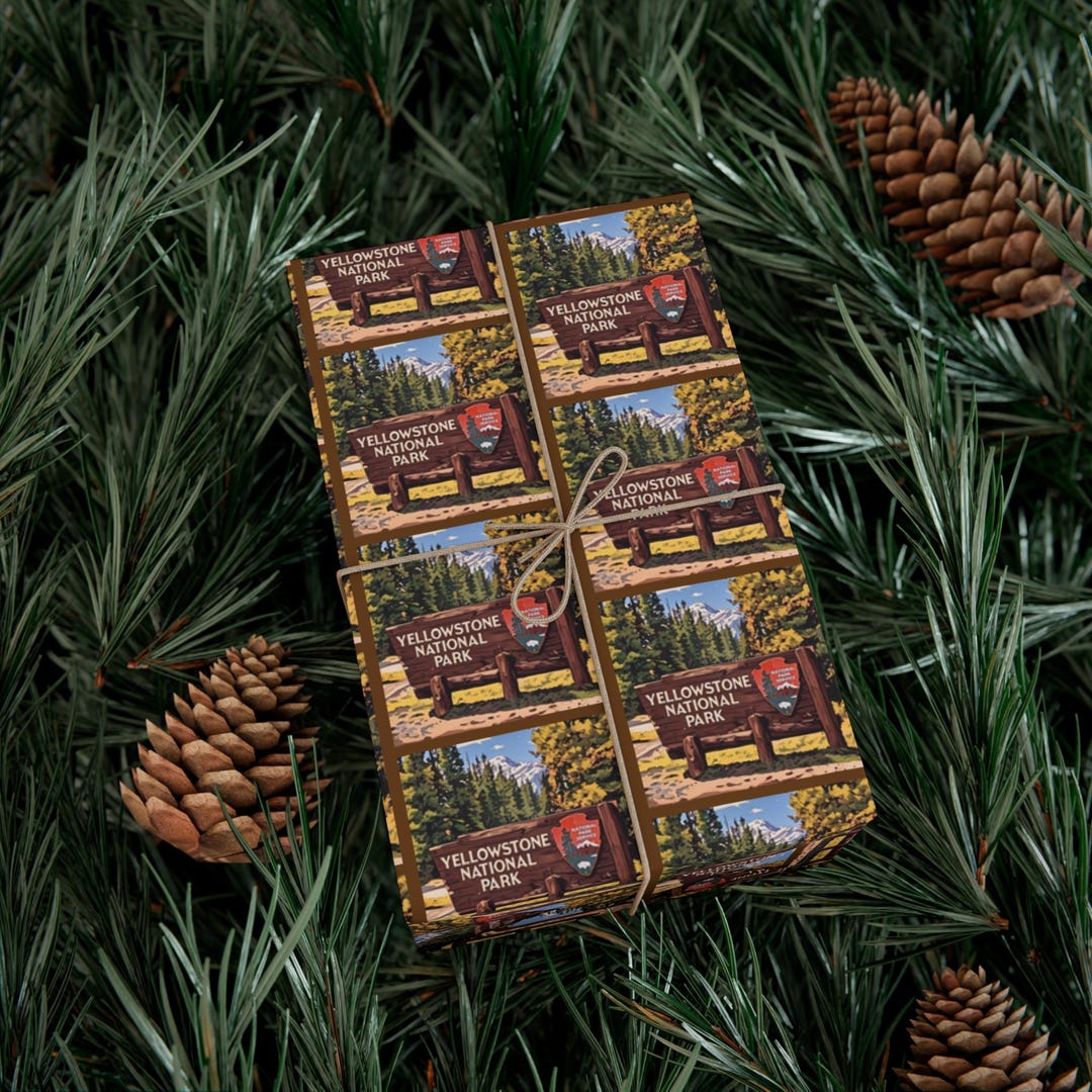Yellowstone National Park Gift Wrap, Yellowstone Sign, Gift Packaging ...