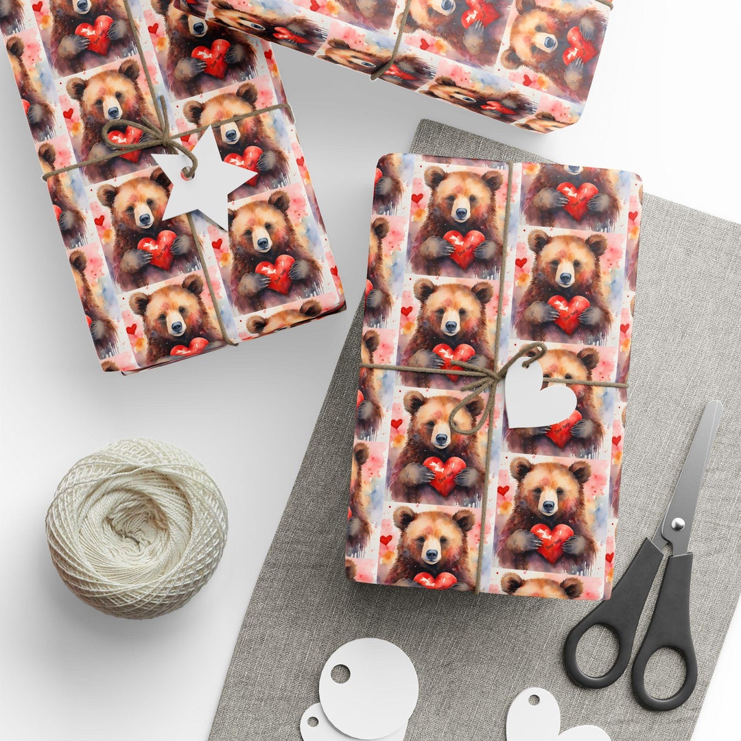 Bear Hugs Wrapping Papers, Valentine's Gift Wrap, Love Gift Wrap ...