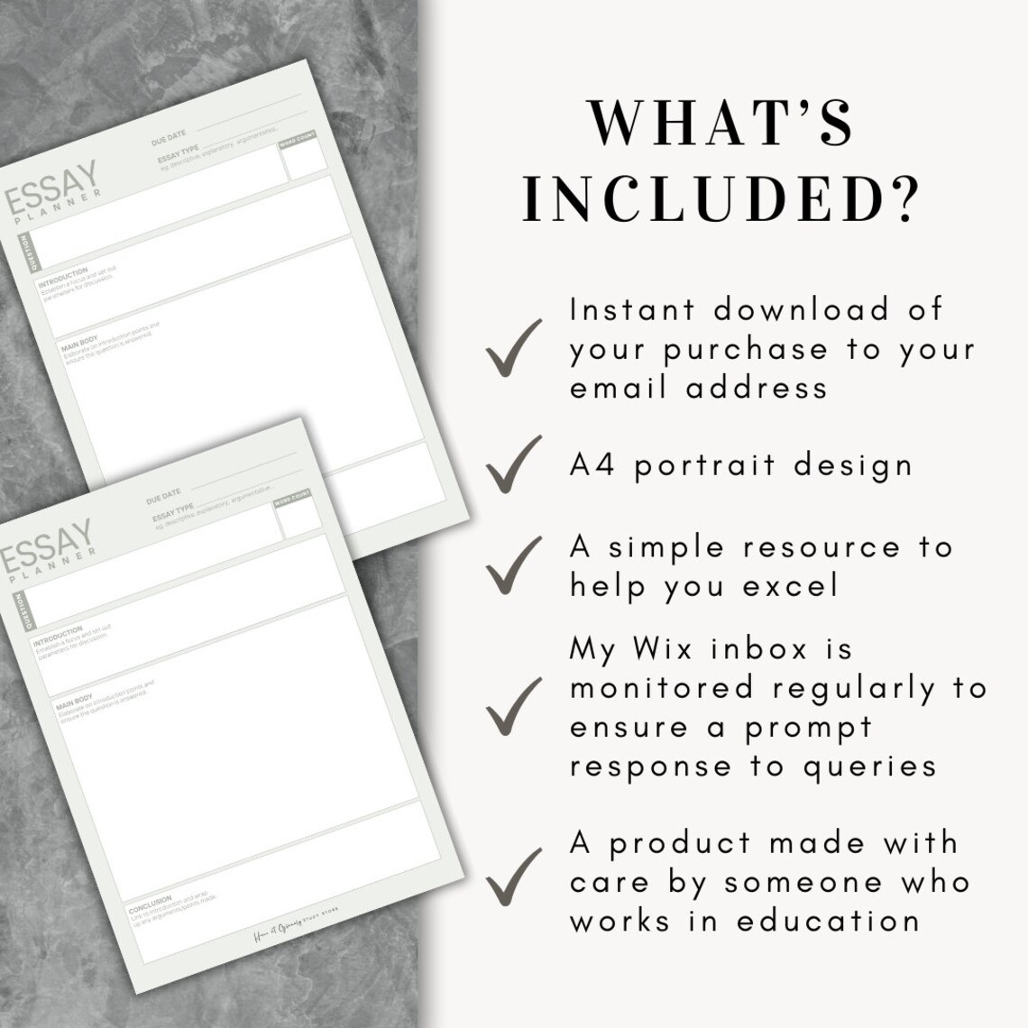 Student Essay Planner | Study Resource | A4 PRINTABLE | Study ...