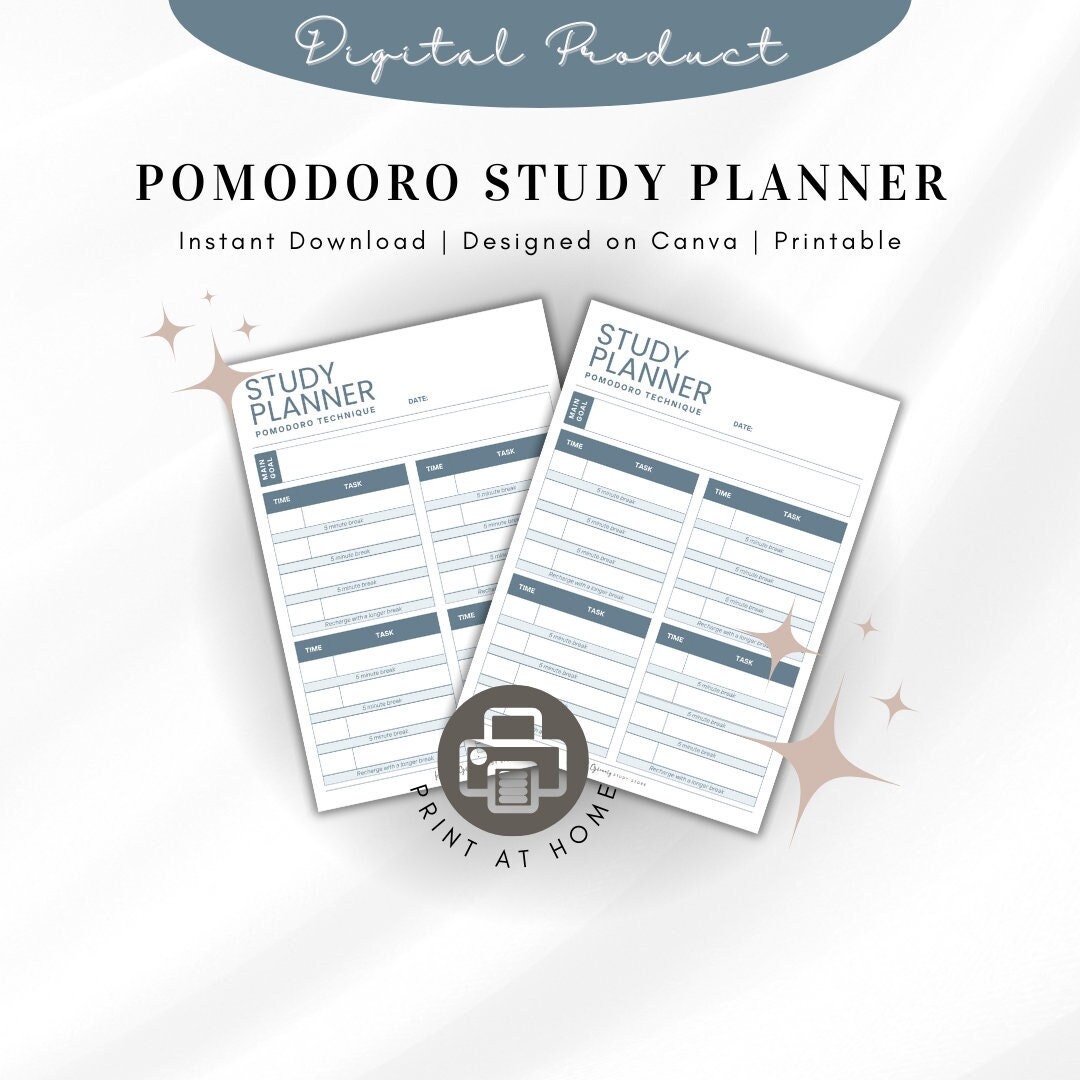 Study Planner | Pomodoro Method Study Planner | Student A4 Printable ...
