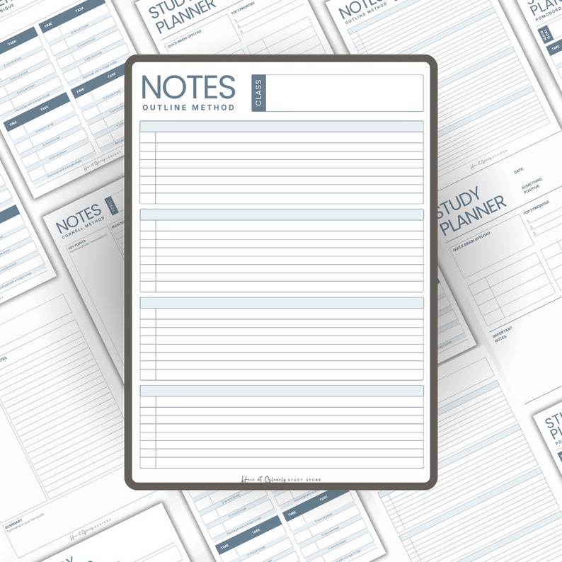 Student Note Taking | Outline Method | Study Resource | A4 PRINTABLE ...