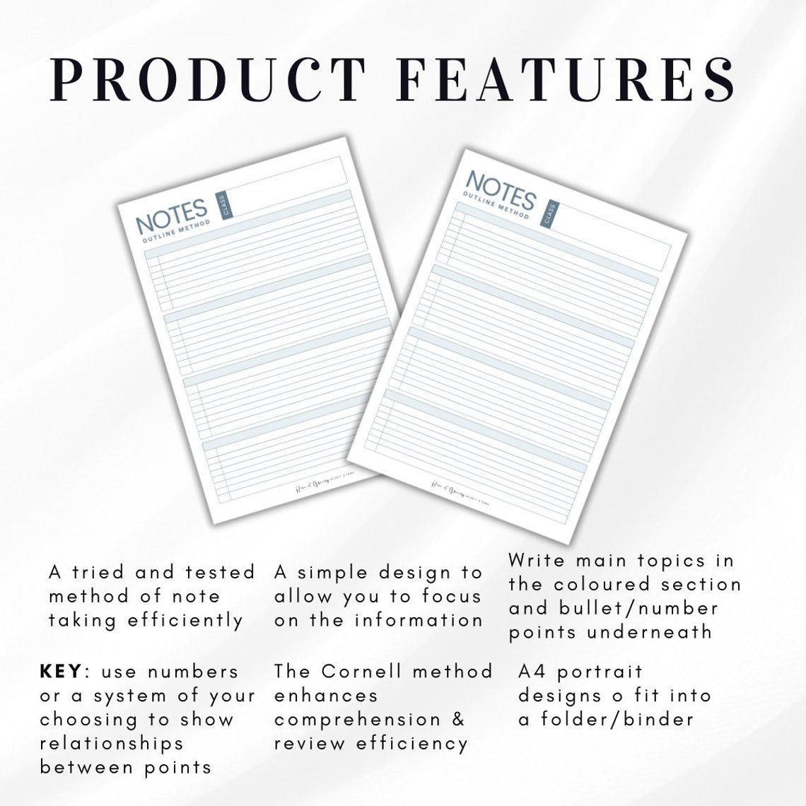 Student Note Taking | Outline Method | Study Resource | A4 PRINTABLE ...