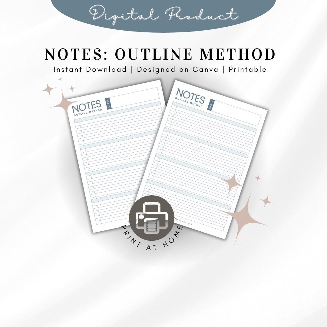Student Note Taking Outline Method Study Resource A4 PRINTABLE Study ...