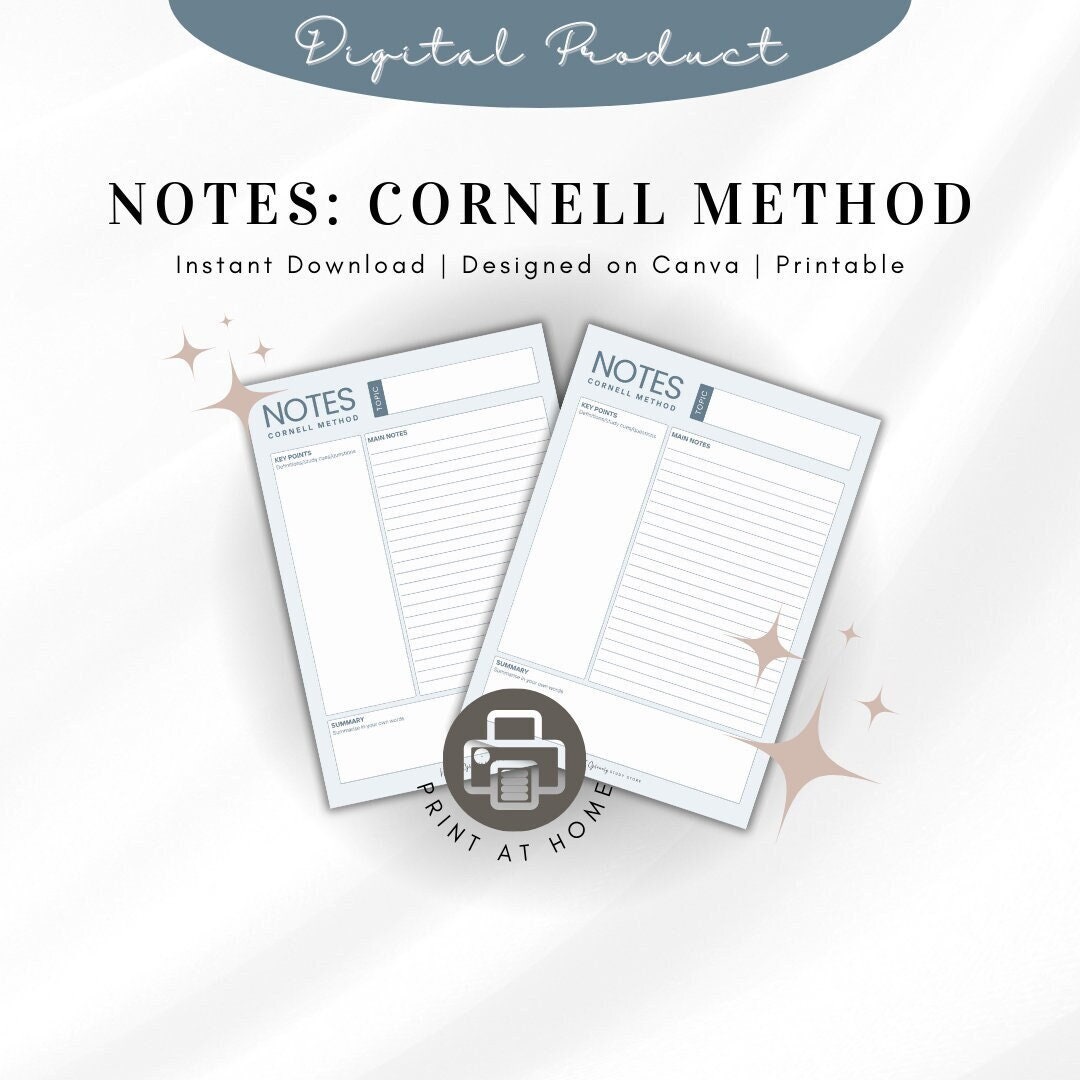 Student Note Taking Cornell Method Study Resource A4 PRINTABLE Study ...