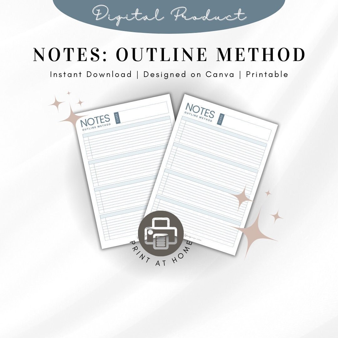 Student Note Taking | Outline Method | Study Resource | A4 PRINTABLE ...
