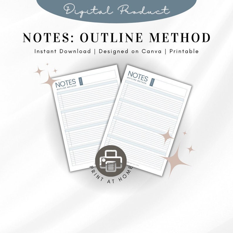 Student Note Taking | Outline Method | Study Resource | A4 PRINTABLE ...