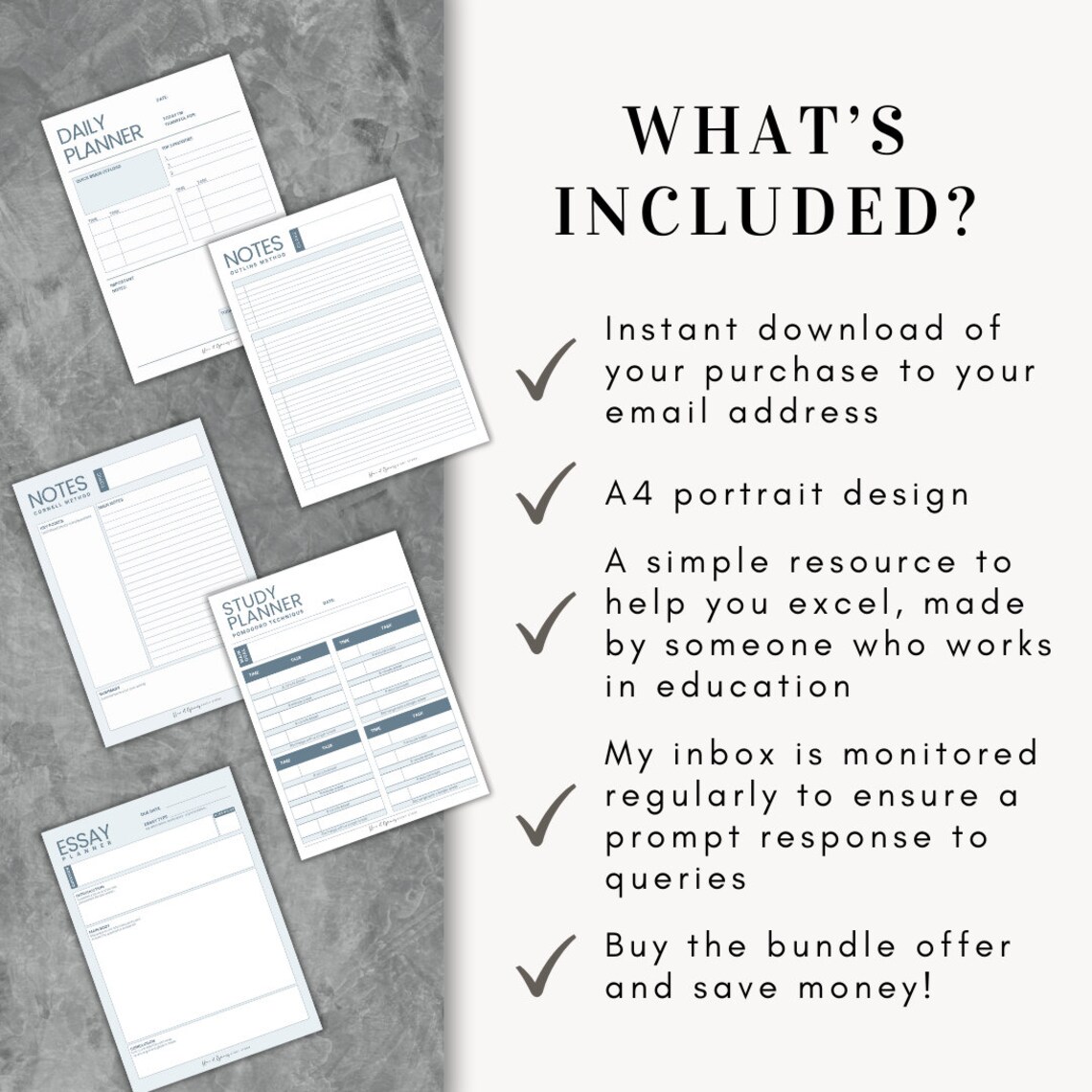 Study Resources Bundle | Blue | A4 PRINTABLE | Study Supplies ...