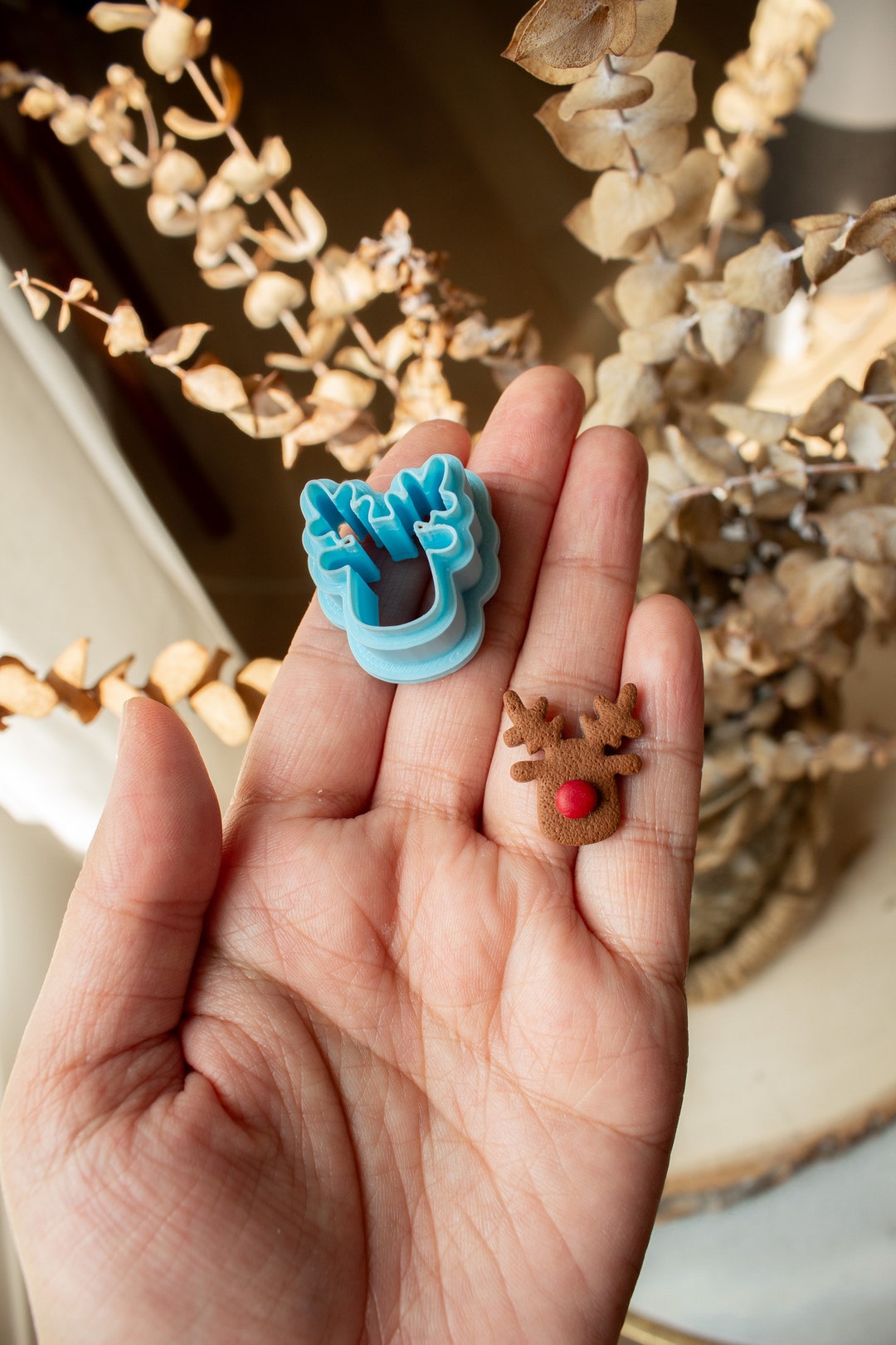Reindeer Rudolph Polymer Clay Cutter | Christmas Holiday Santa Dangle ...