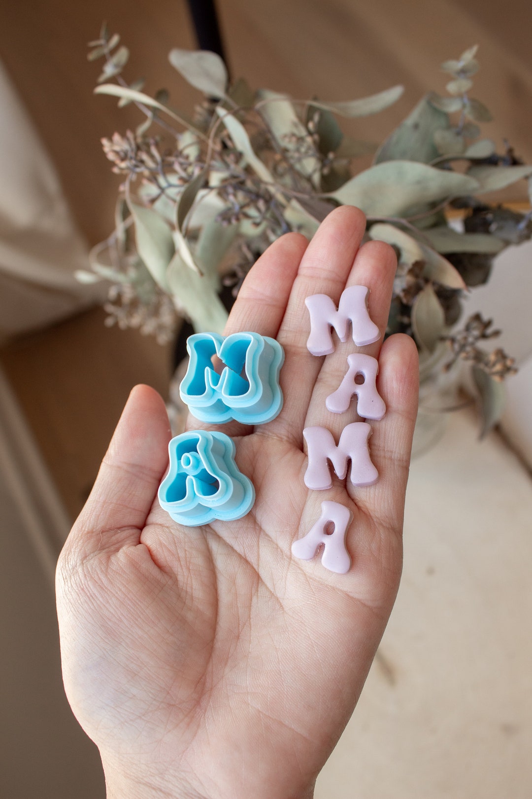 Mama Polymer Clay Cutter Letters | Retro Uppercase Bubble Letters ...