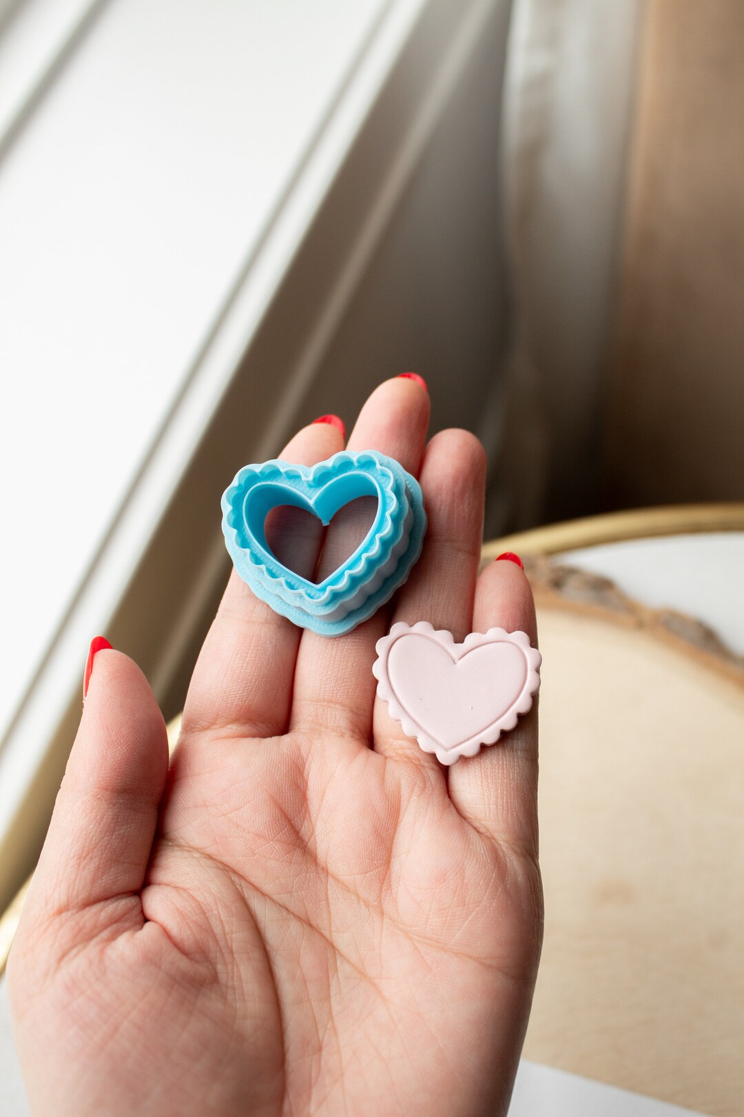 Scalloped Heart Dangle Clay Cutter | Polymer Clay Valentines Day Heart ...