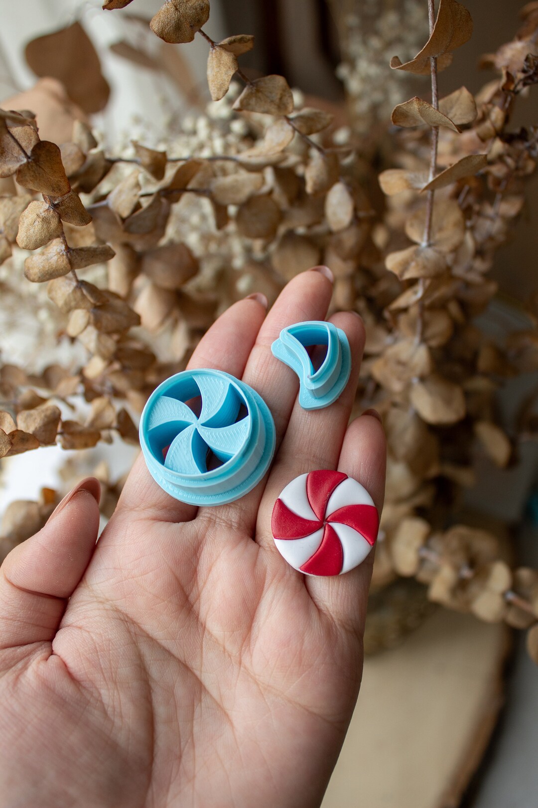 Peppermint Dangle Polymer Clay Cutter | Christmas Holiday Mint Dangle ...