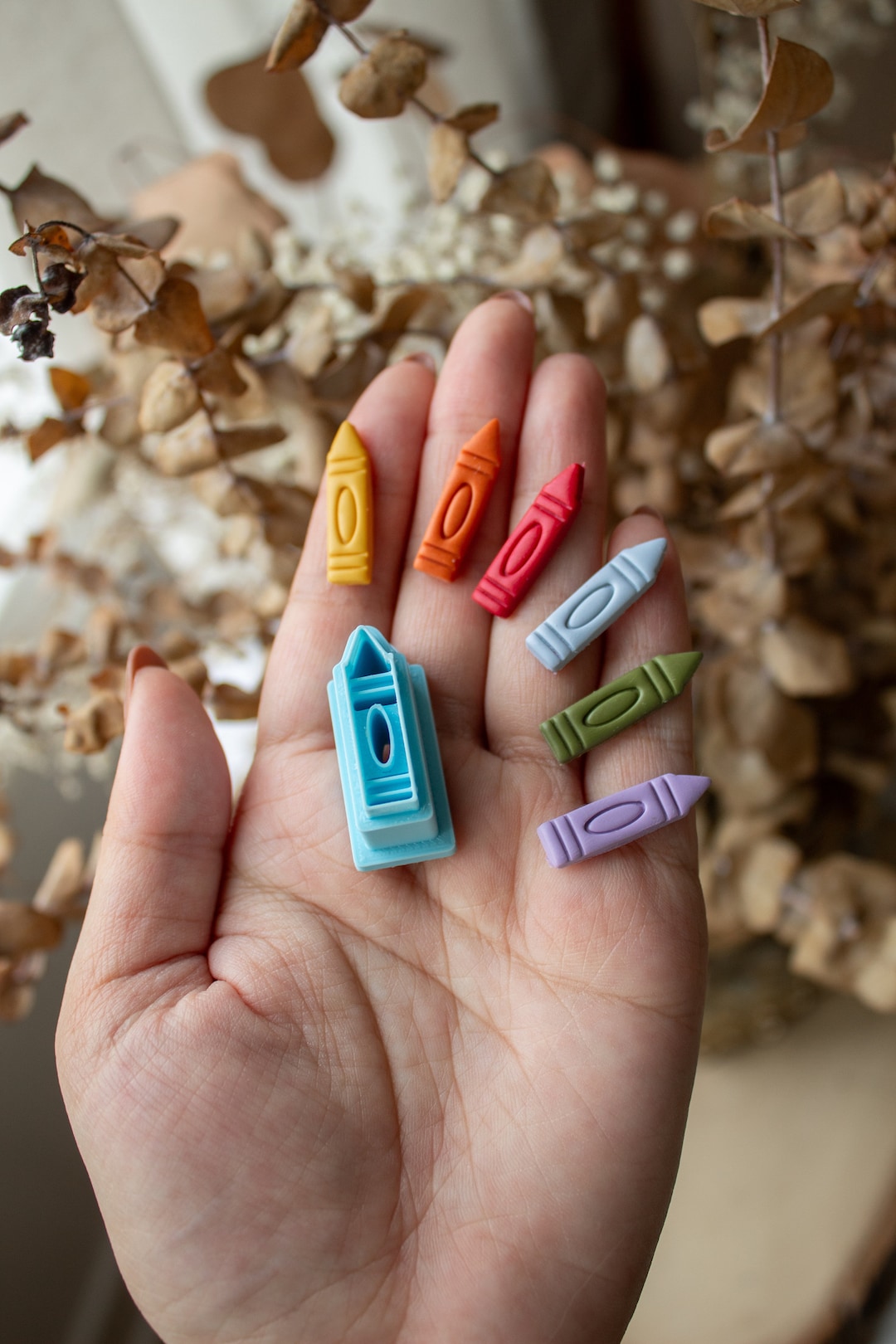 Crayon Polymer Clay Dangle | Large and Small Embossed Crayon Clay ...