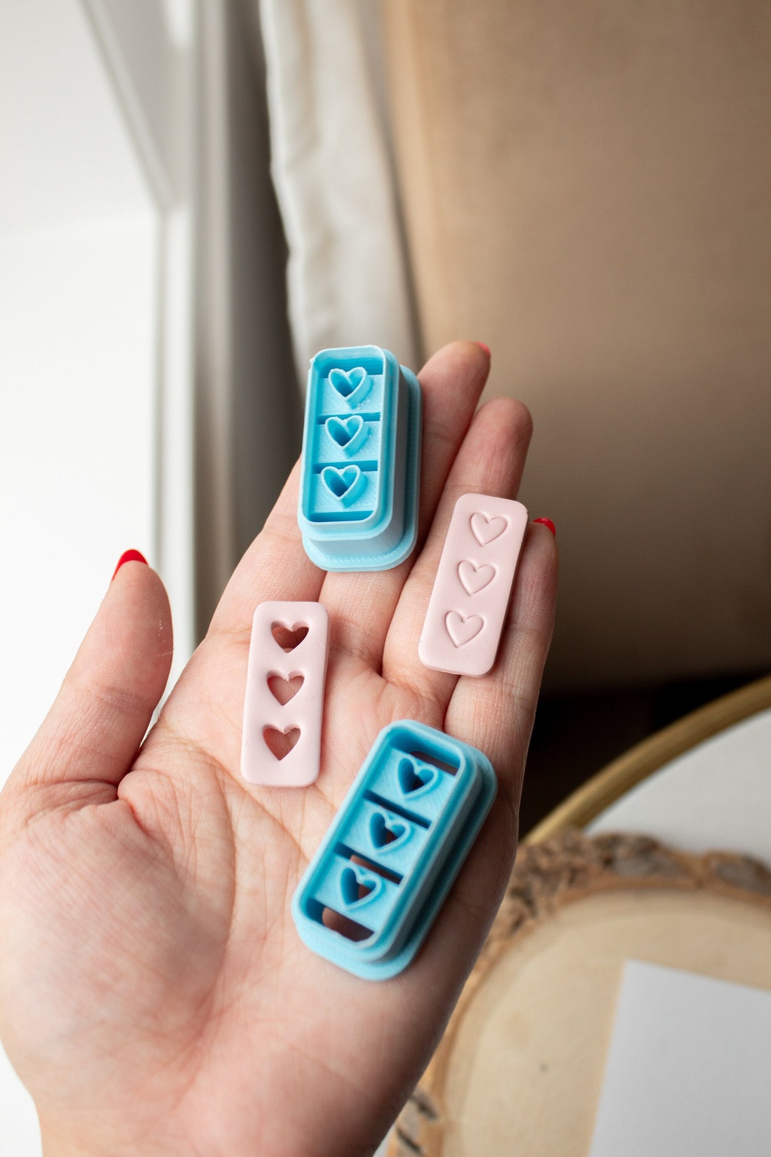 Trio Heart Rectangle Dangle | Mini Micro Hearts Polymer Clay Valentines ...