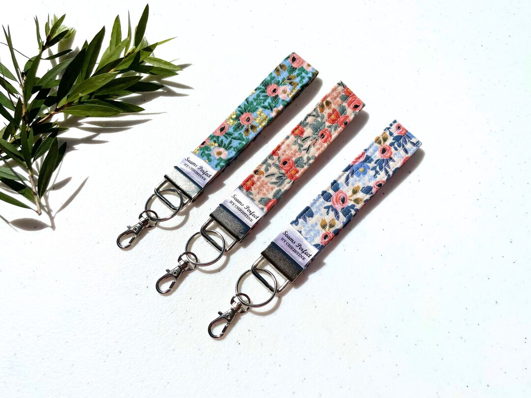 Rifle Paper Co. Wristlet | Quilted Fabric Wristlet | Floral Keyring ...