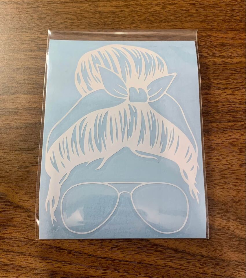Messy Bun Car Decals, Vinyl Decal, Permament Vinyl Sticker, Funny Car ...