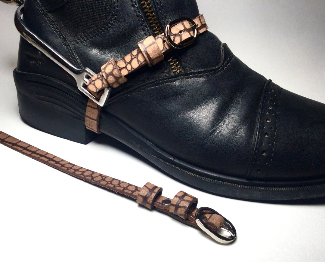 Brown Snake Print Leather Spur Straps - Etsy