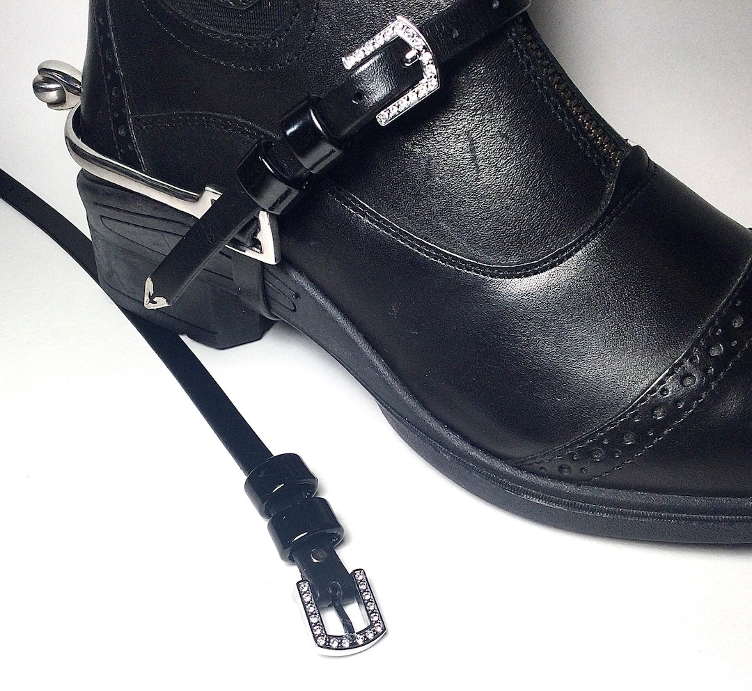 Black Spur Straps With Patent Leather Keepers & Sparkly Buckle - Etsy