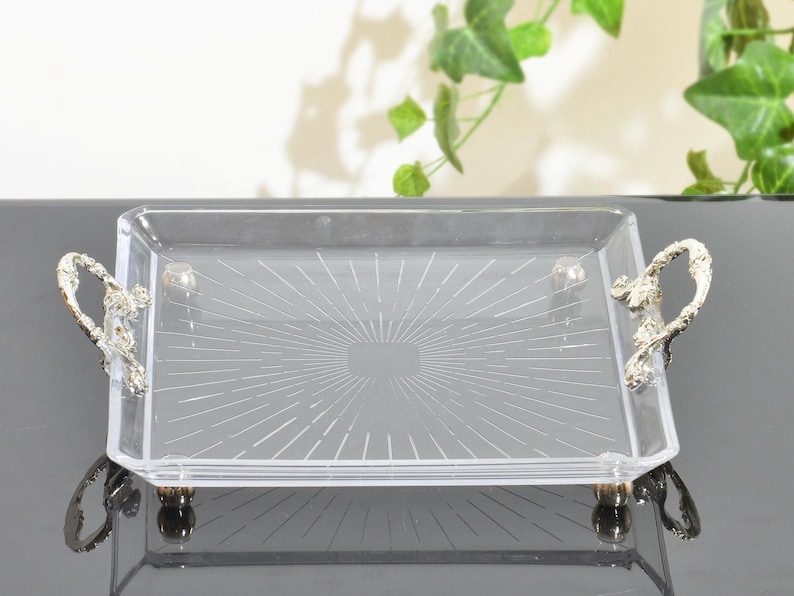 Square Glass Serving Tray – Gold Metal Handles, Elegant Home Decor - Etsy