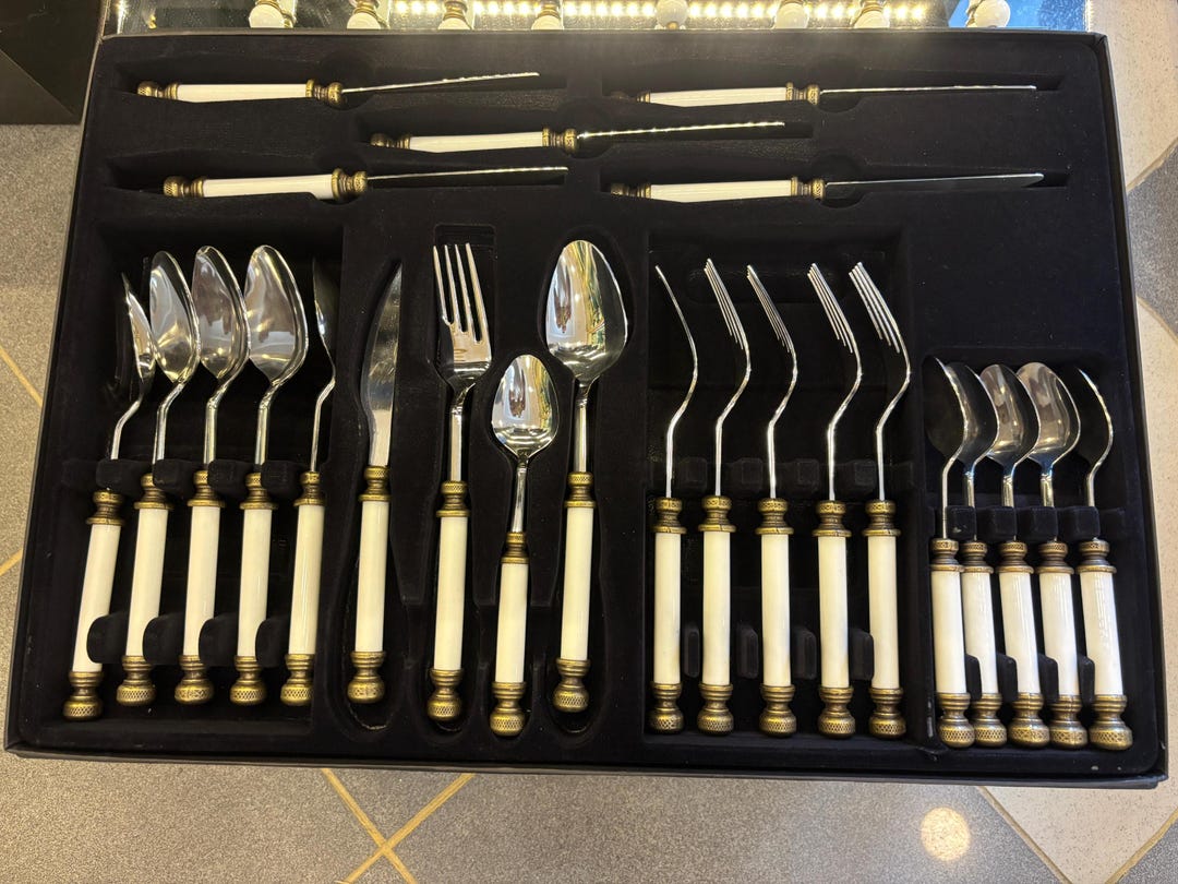 Titanium Dinnerware Set for 6, Luxurious Titanium Flatware Set, Modern ...