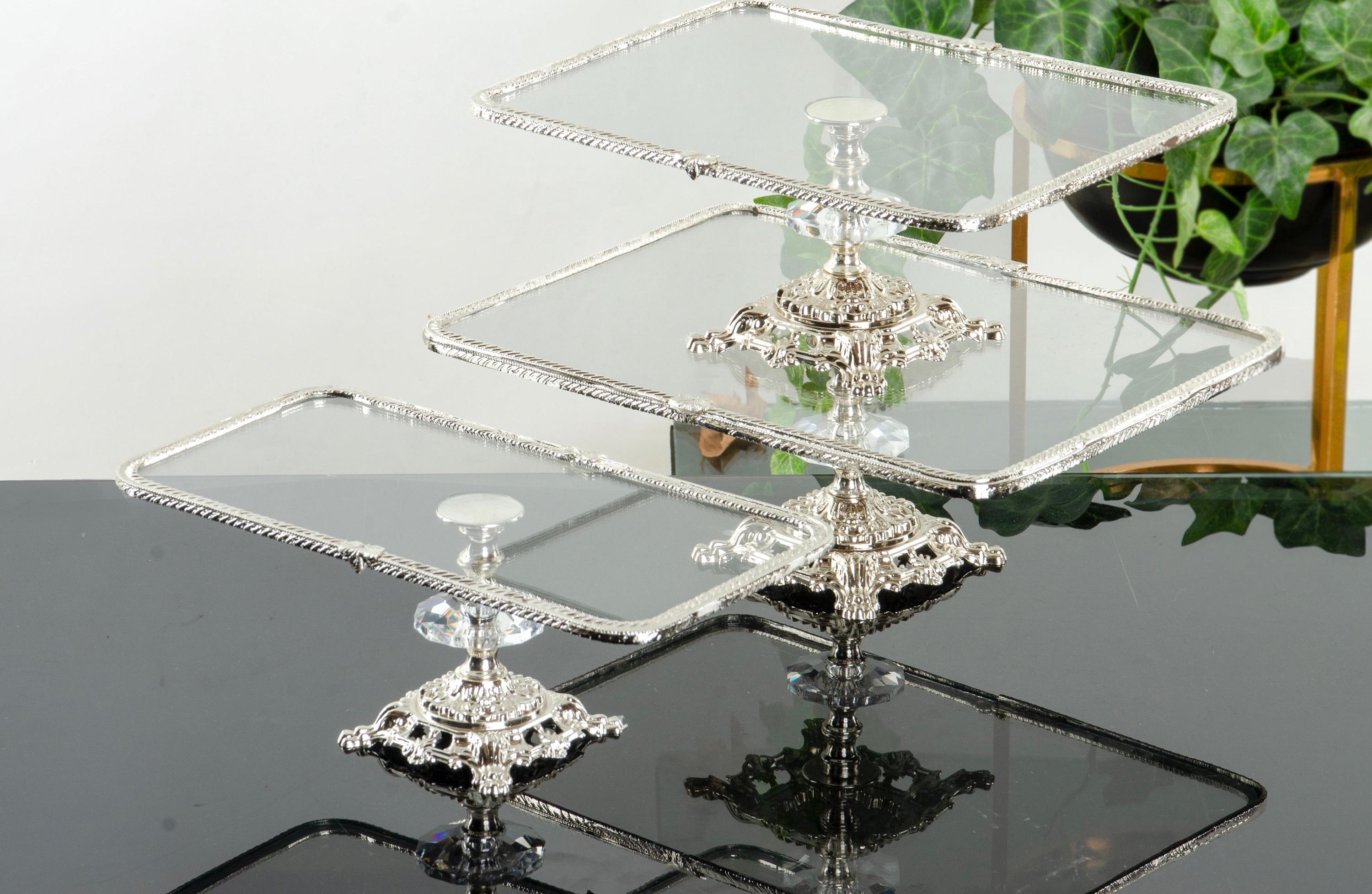 Elegant Glass Serving Tray • Gold & Silver Metal Decor - Etsy