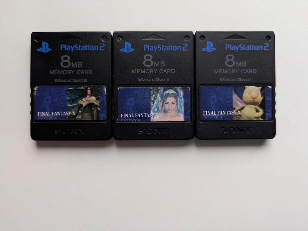 PS2 Final Fantasy X set of 3 Dengeki Magazine Pre-release Memory Cards ...