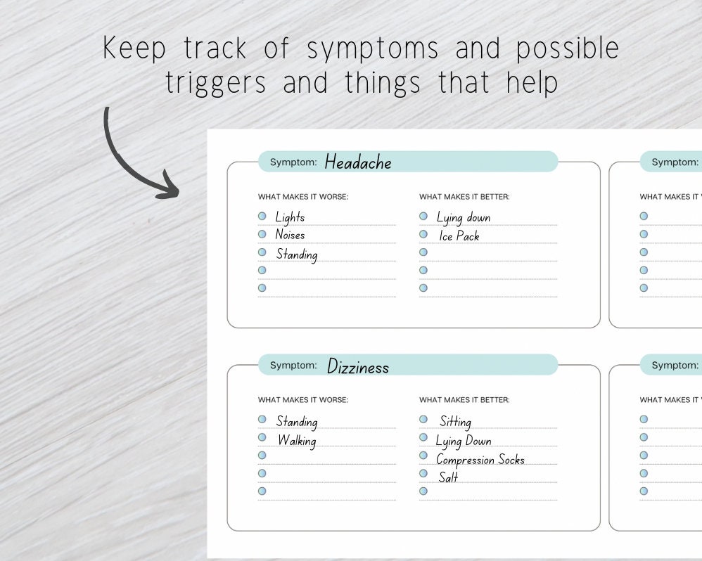 Symptom Tracker Printable, Symptom Diary, Symptom Trigger Log, Chronic ...